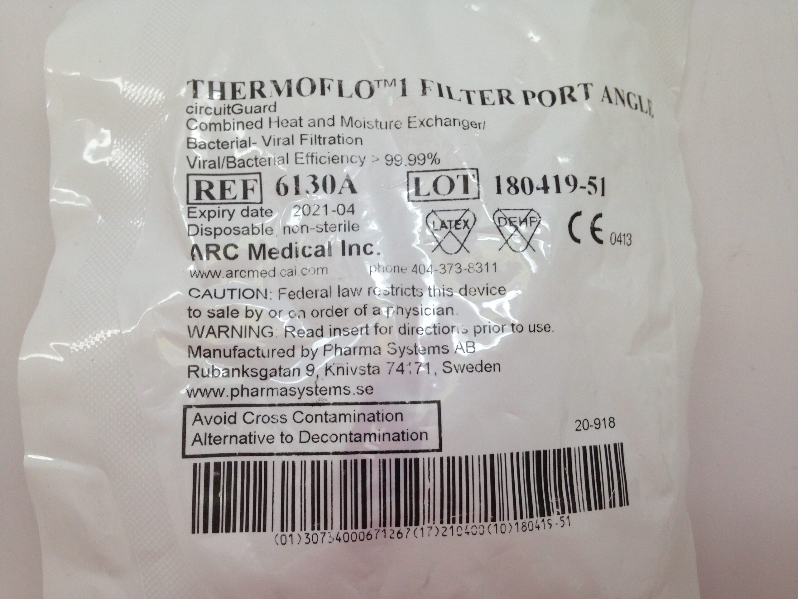 ARC MEDICAL 6130A Thermoflo 1 Filter Port Angle, Combined Heat And ...