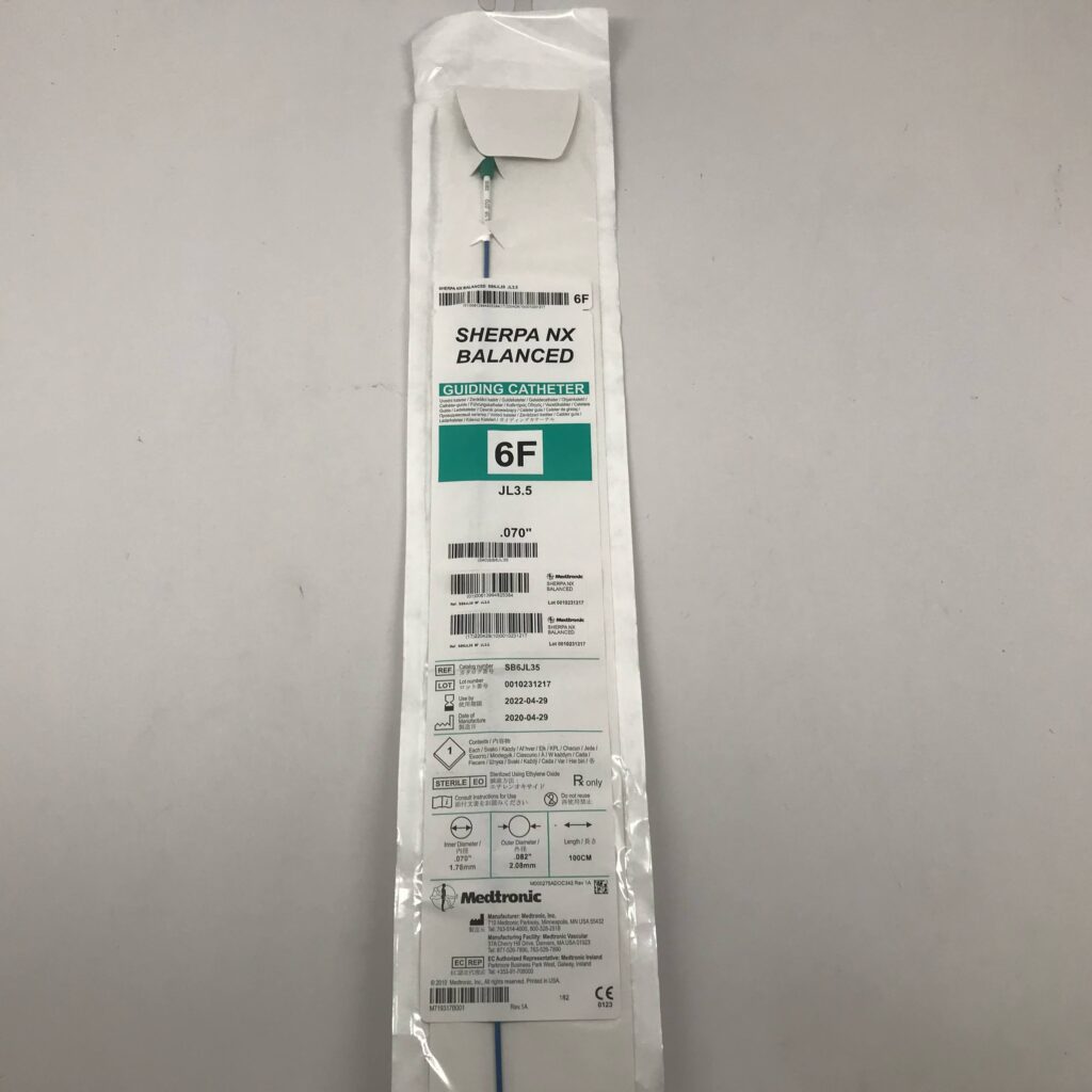 MEDTRONIC SB6JL35 Sherpa NX Balanced Guiding Catheter, 6F, .070″, .082 ...