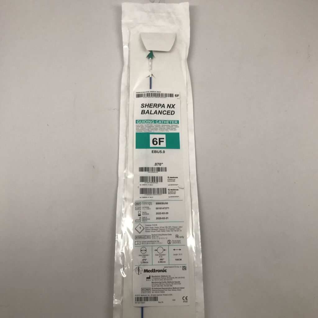 MEDTRONIC SB6EBU50 Sherpa NX Balanced Guiding Catheter, 6F, .070″, .082 ...