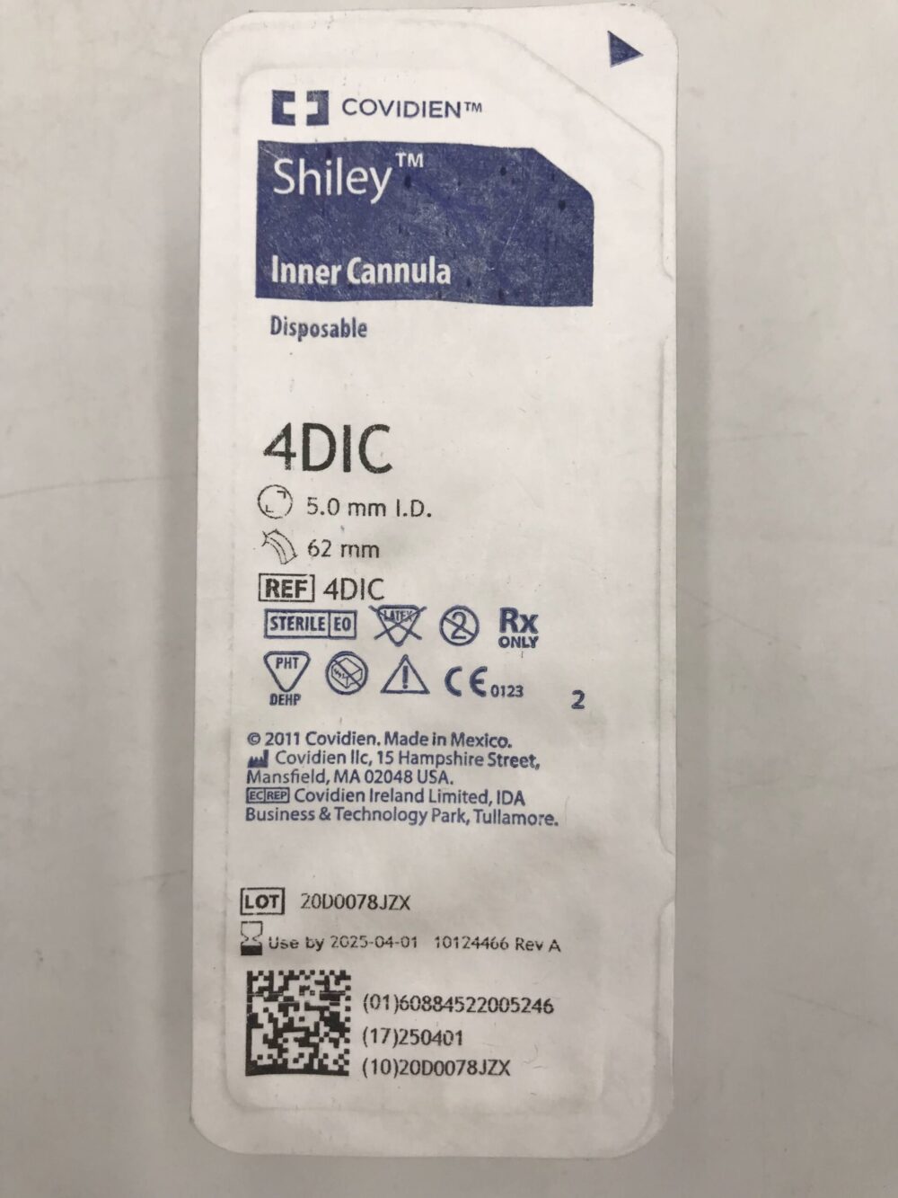 COVIDIEN 4DIC Shiley Inner Cannula, Disposable, 5.0mm I.D., 62mm - GB ...