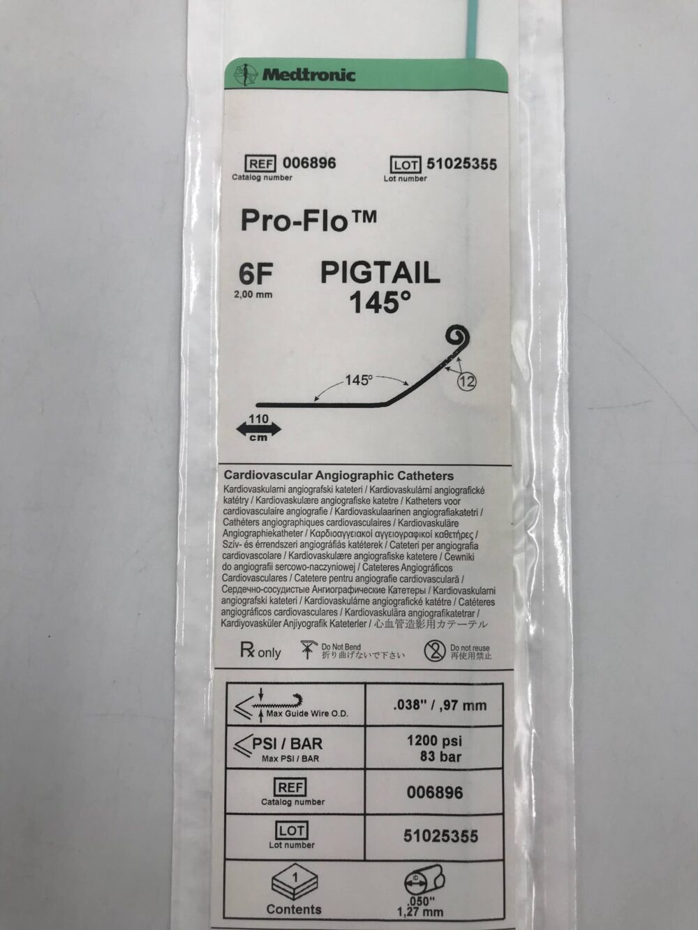 MEDTRONIC 006896 Pro-Flo Pigtail 145 Degree Cardiovascular Angiographic ...
