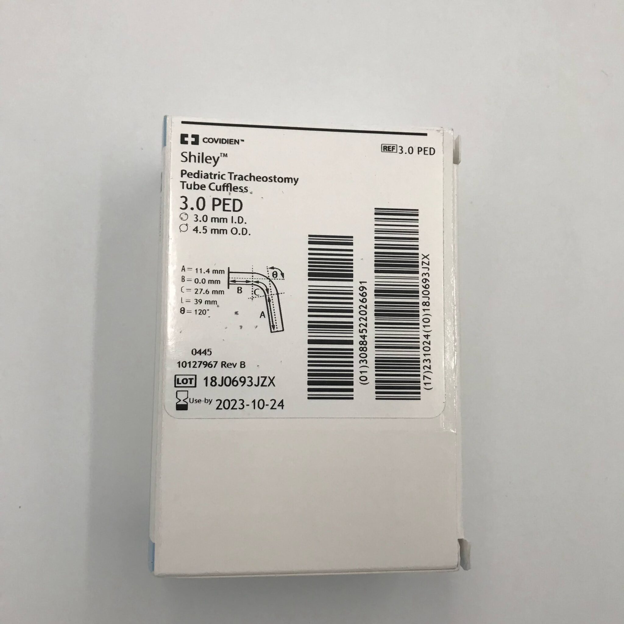 COVIDIEN 3.0 PED Shiley Pediatric Tracheostomy Tube Cuffless, 3.0mm I.D ...