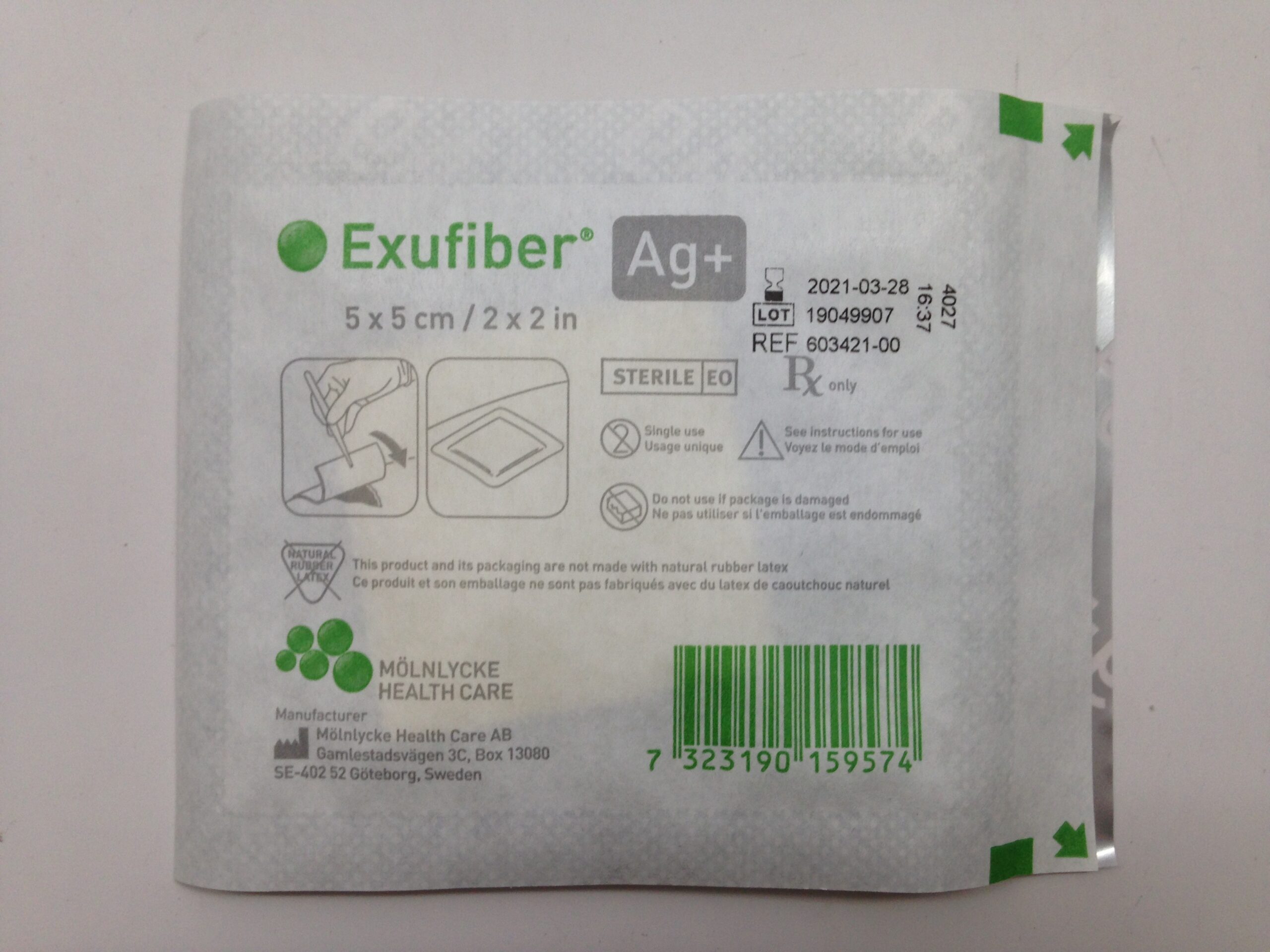 MÖLNLCYKE 603421-00 Exufiber Ag+ Gelling Fiber Dressing With Silver, 5 ...