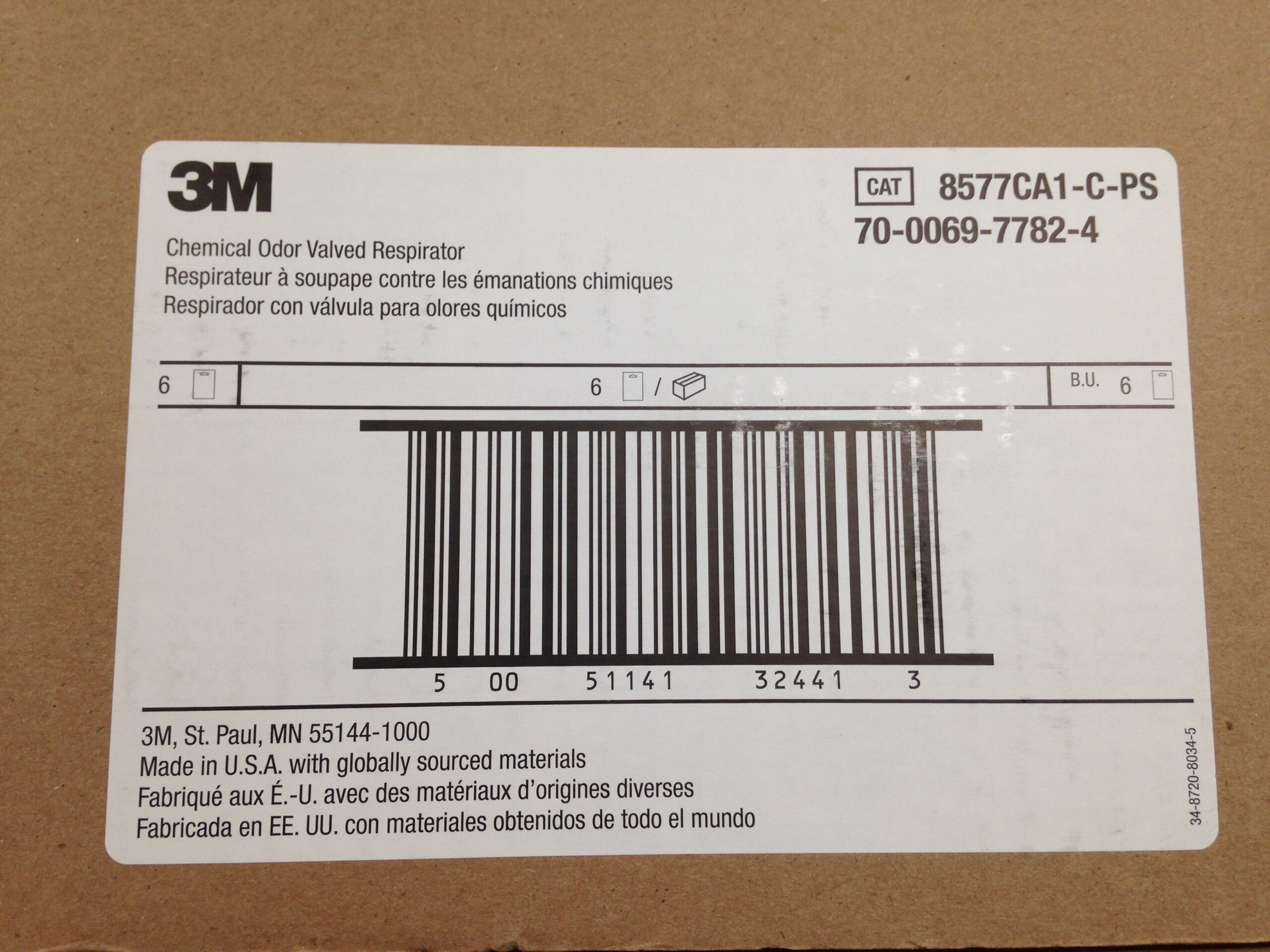 3M 8577 Chemical Odor Valved Respirator (Case Of 6) - GB TECH USA