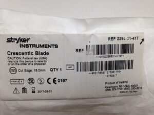 STRYKER 2296-31-417 Crescentic Blade, Cut Edge 18.0mm (X) - GB TECH USA