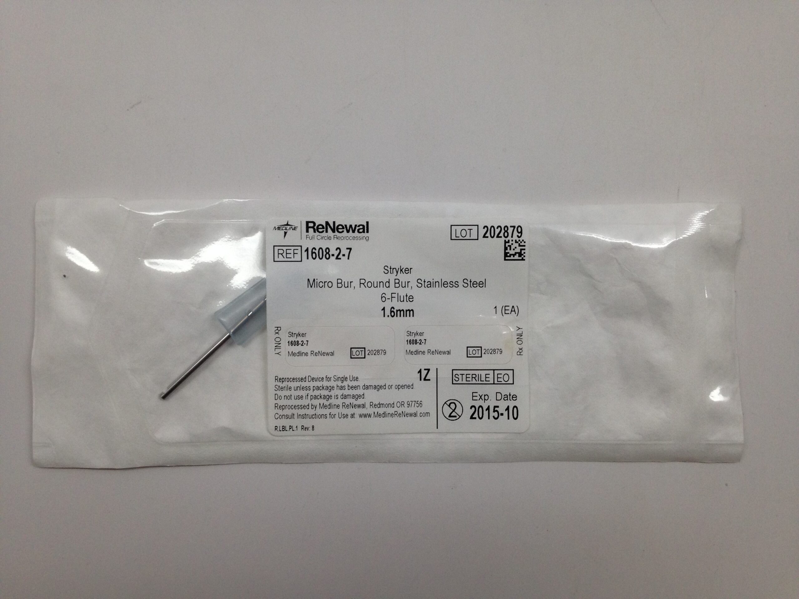 STRYKER 1608-2-7 ReNewal Micro Bur, Round Bur, Stainless Steel 6-Flute ...