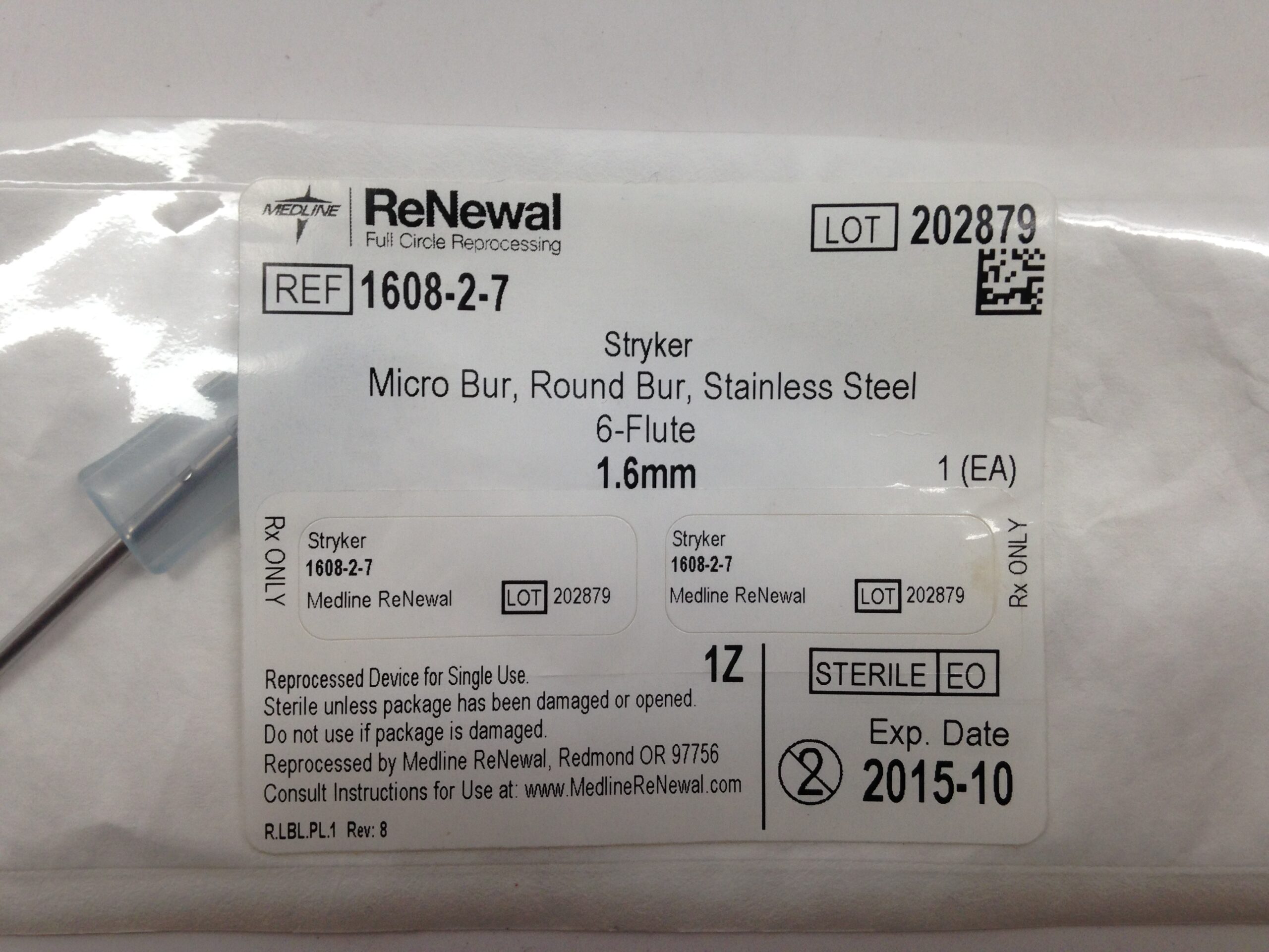 STRYKER 1608-2-7 ReNewal Micro Bur, Round Bur, Stainless Steel 6-Flute ...