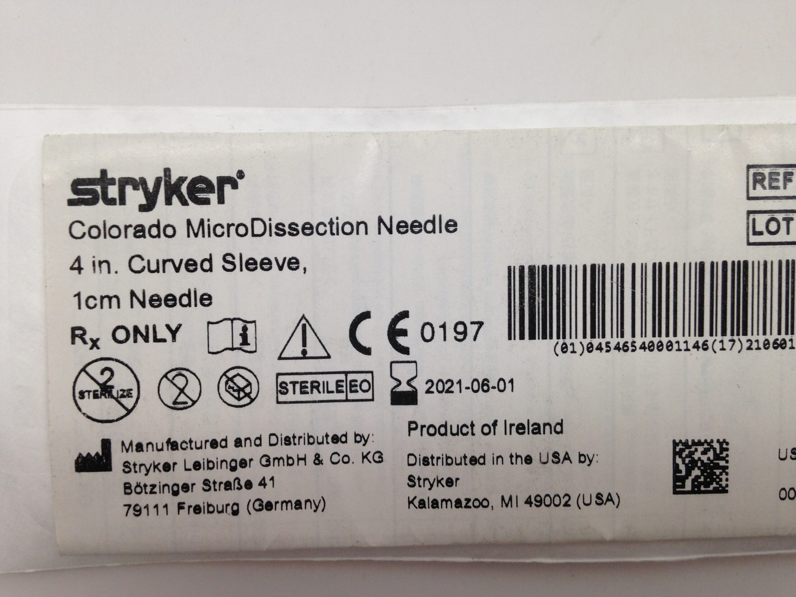 STRYKER E1034C Colorado MicroDissection Needle, 4in, Curved Sleeve, 1cm ...