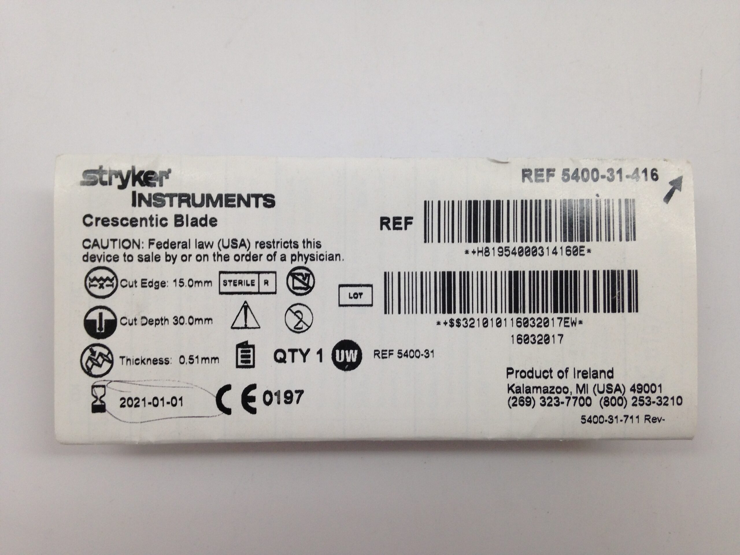 STRYKER 5400-31-416 Crescentic Blade (X) - GB TECH USA