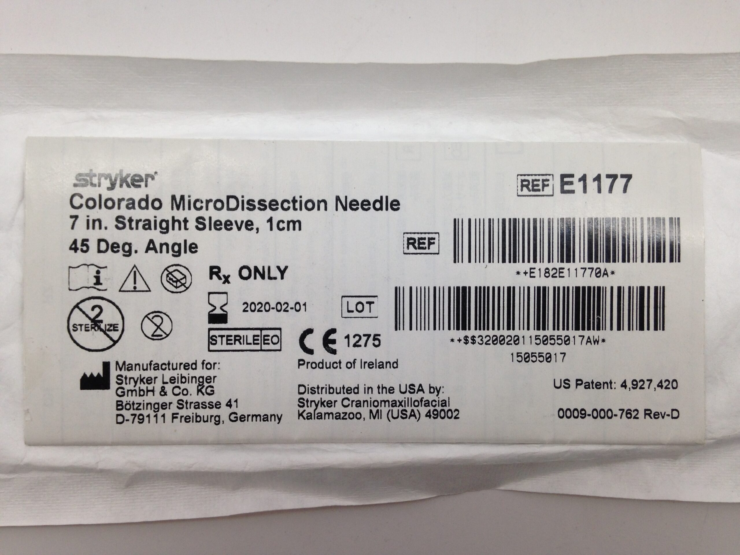 STRYKER E1177 Colorado MicroDissection Needle, 7in, Straight Sleeve ...