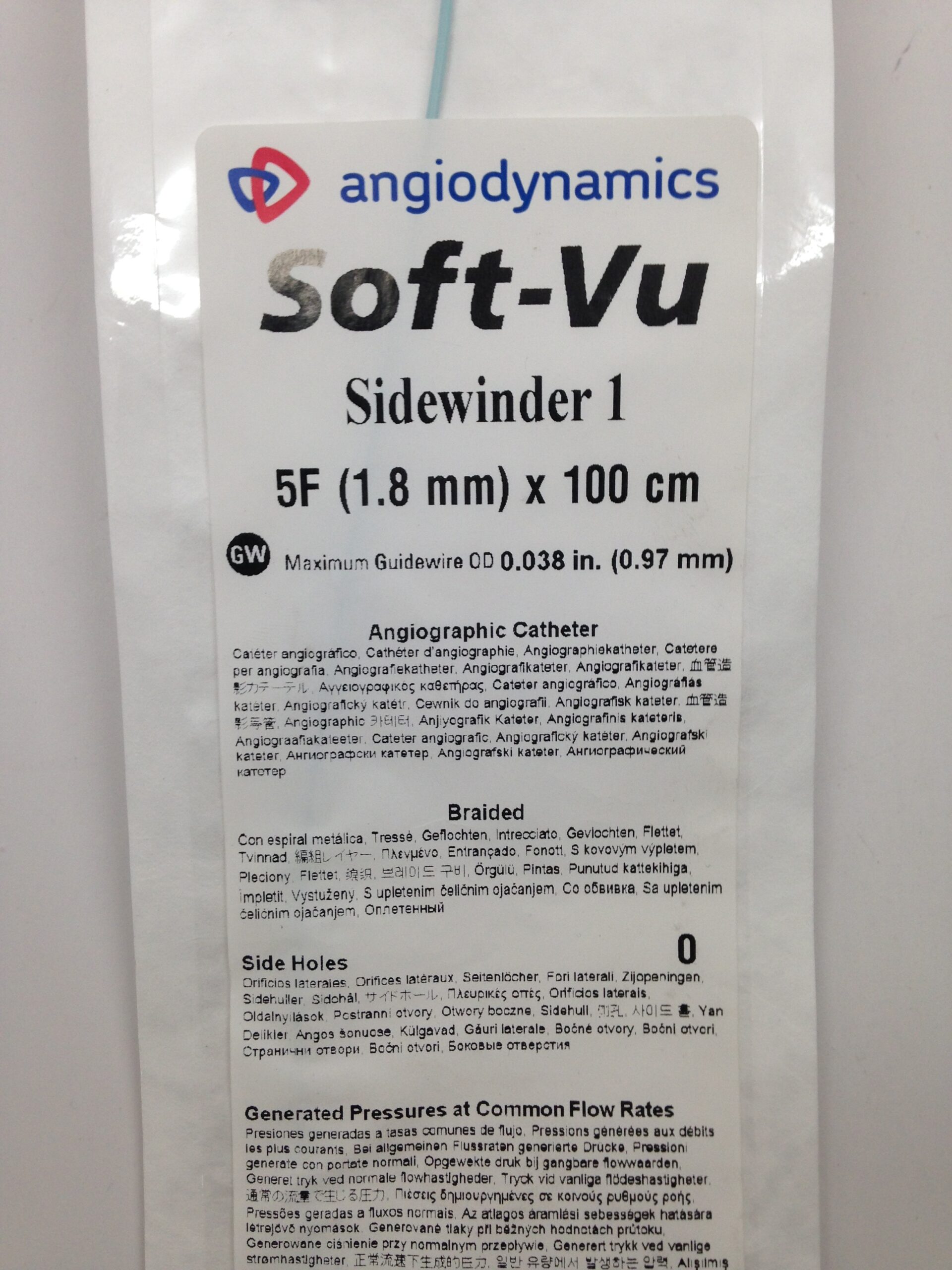 ANGIODYNAMICS 10709006 Soft-Vu Sidewinder 1 Angiographic Catheter, 5F x ...