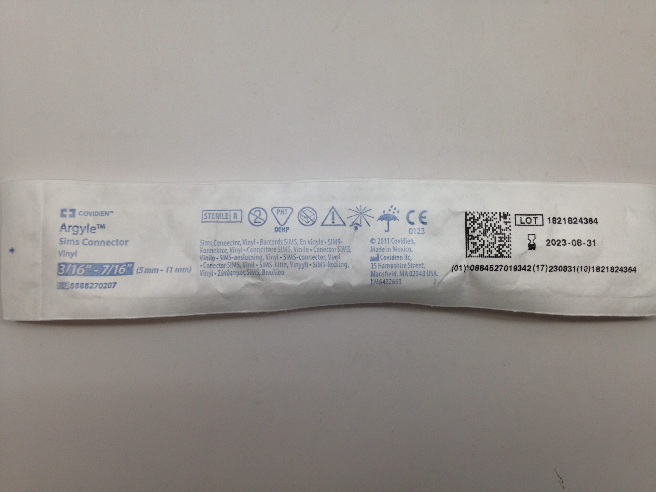 COVIDIEN 8888270207 Argyle Sims Connector, Vinyl, 3/16"-7/16" - GB TECH USA