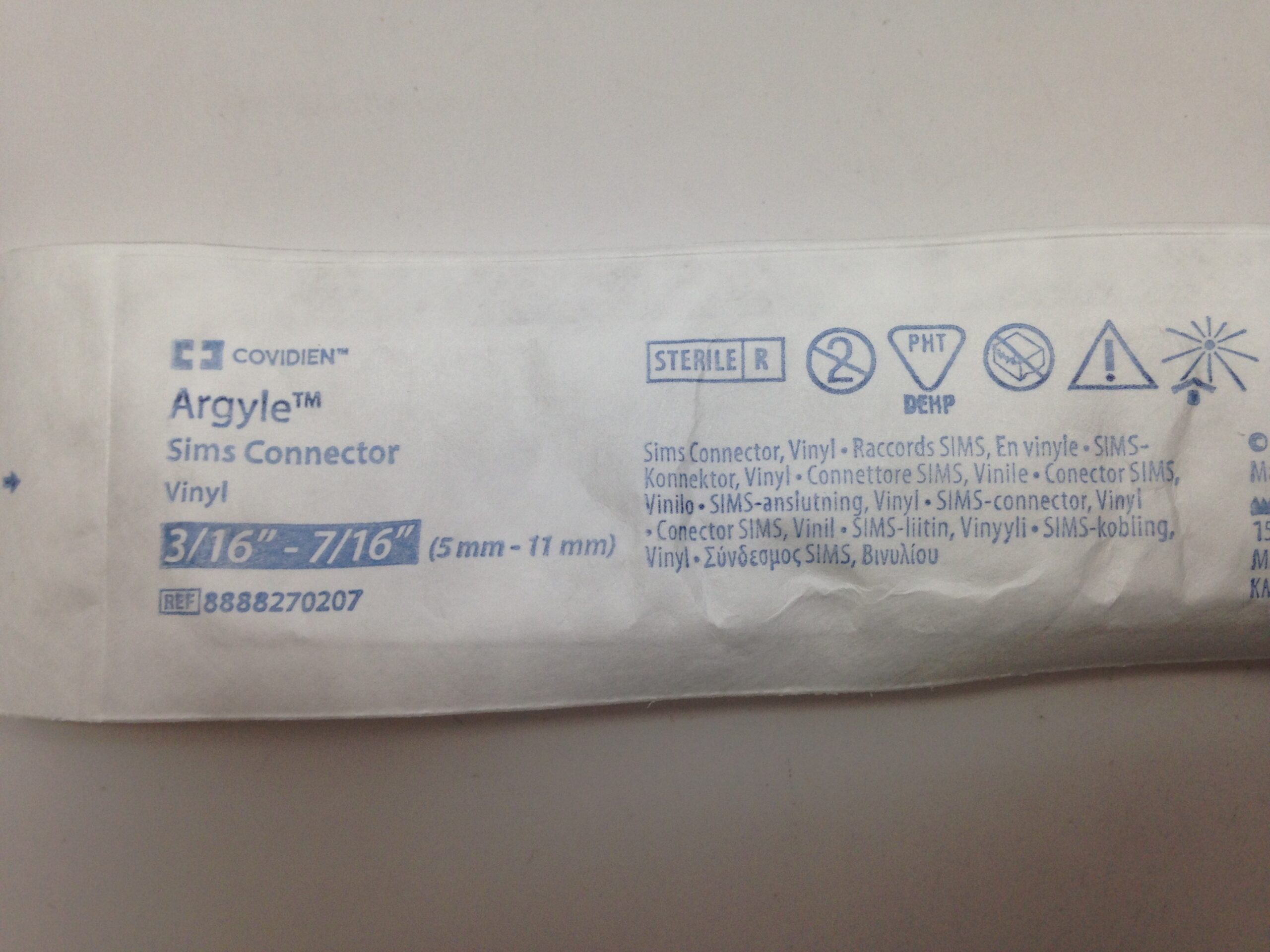 COVIDIEN 8888270207 Argyle Sims Connector, Vinyl, 3/16"-7/16" - GB TECH USA