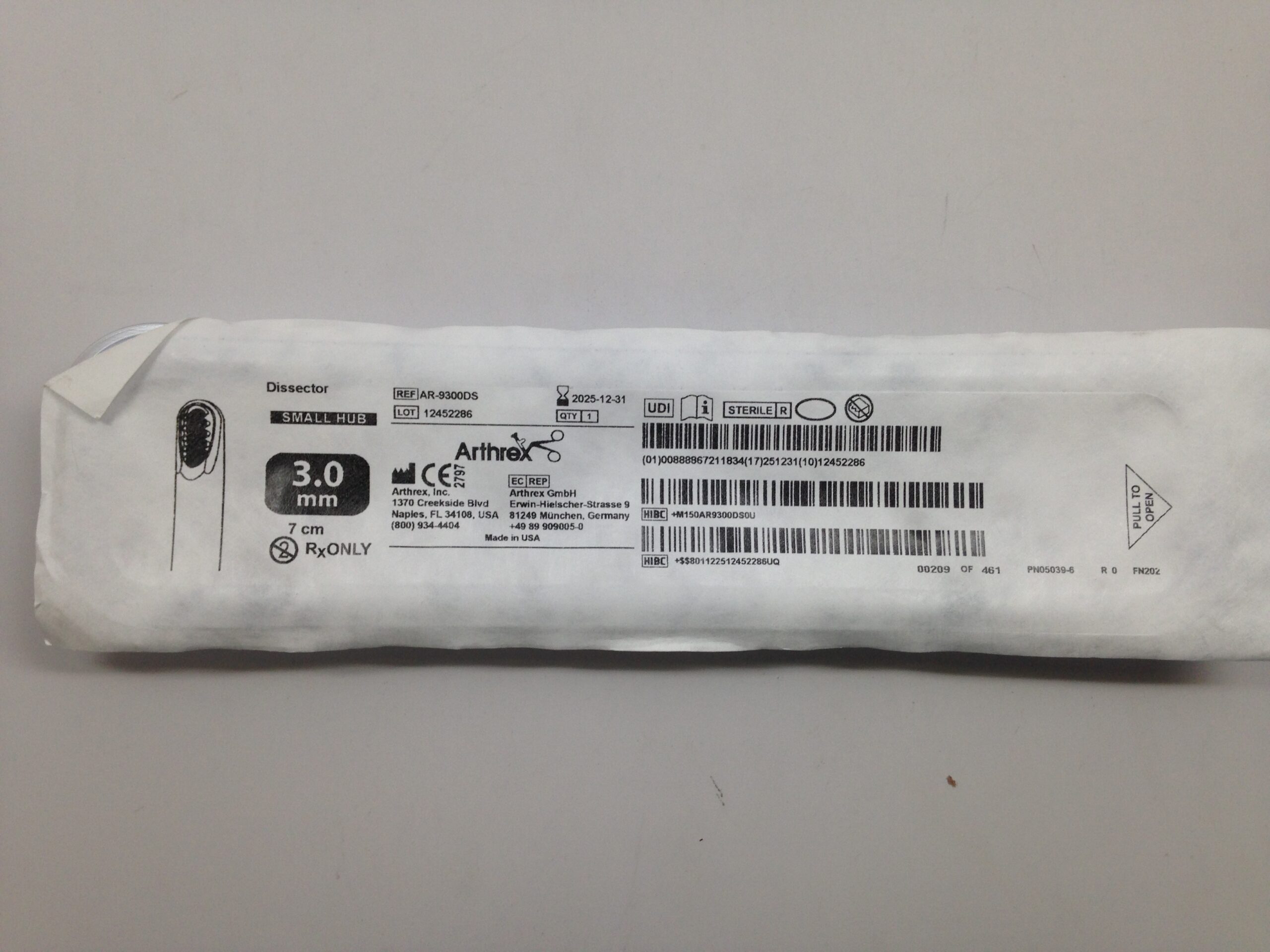 ARTHREX AR-9300DS Dissector, Small Hub, 3.0mm, 7cm – GB TECH USA