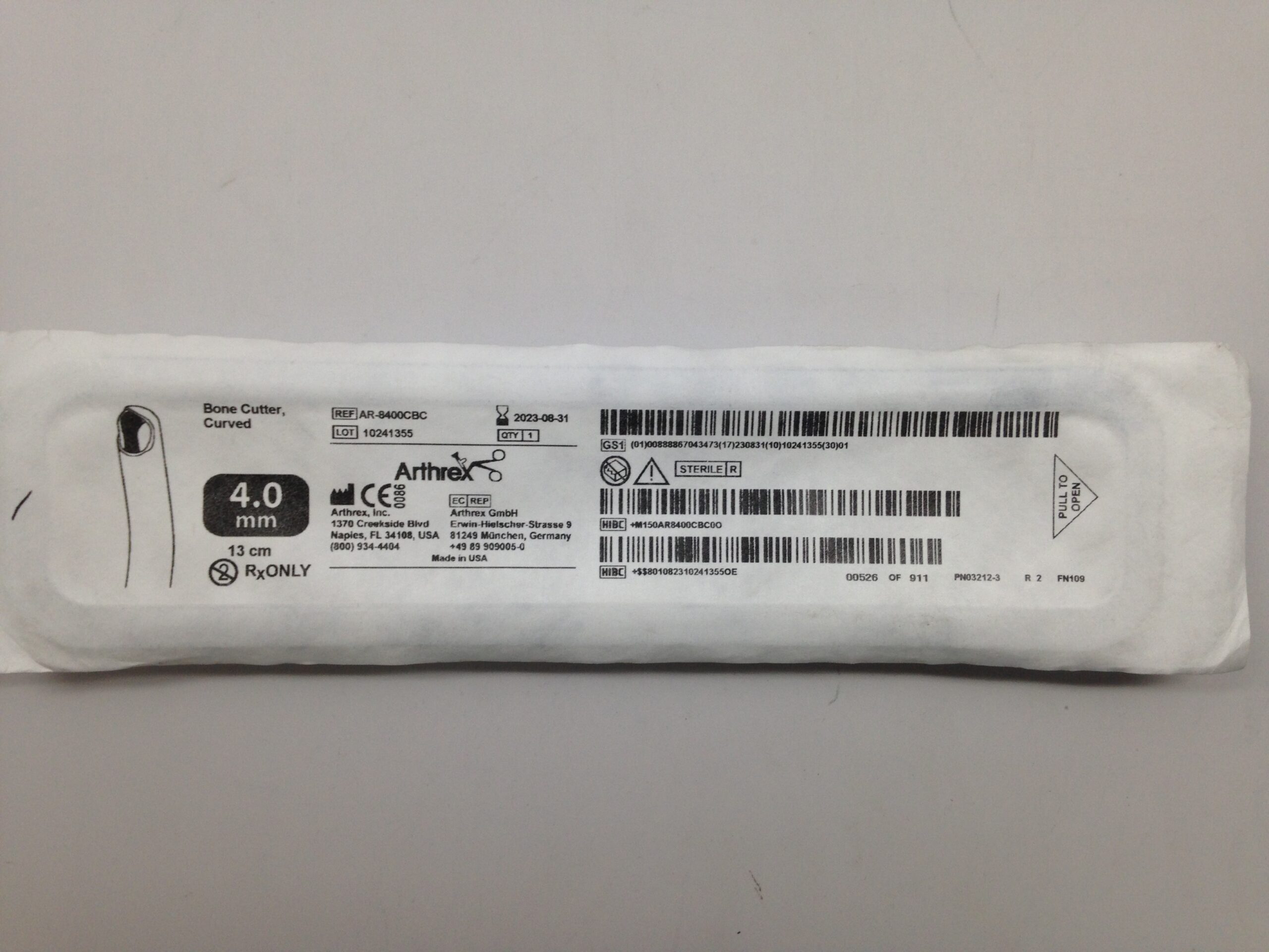 ARTHREX AR-8400CBC Bone Cutter, Curved, 4.0mm - GB TECH USA