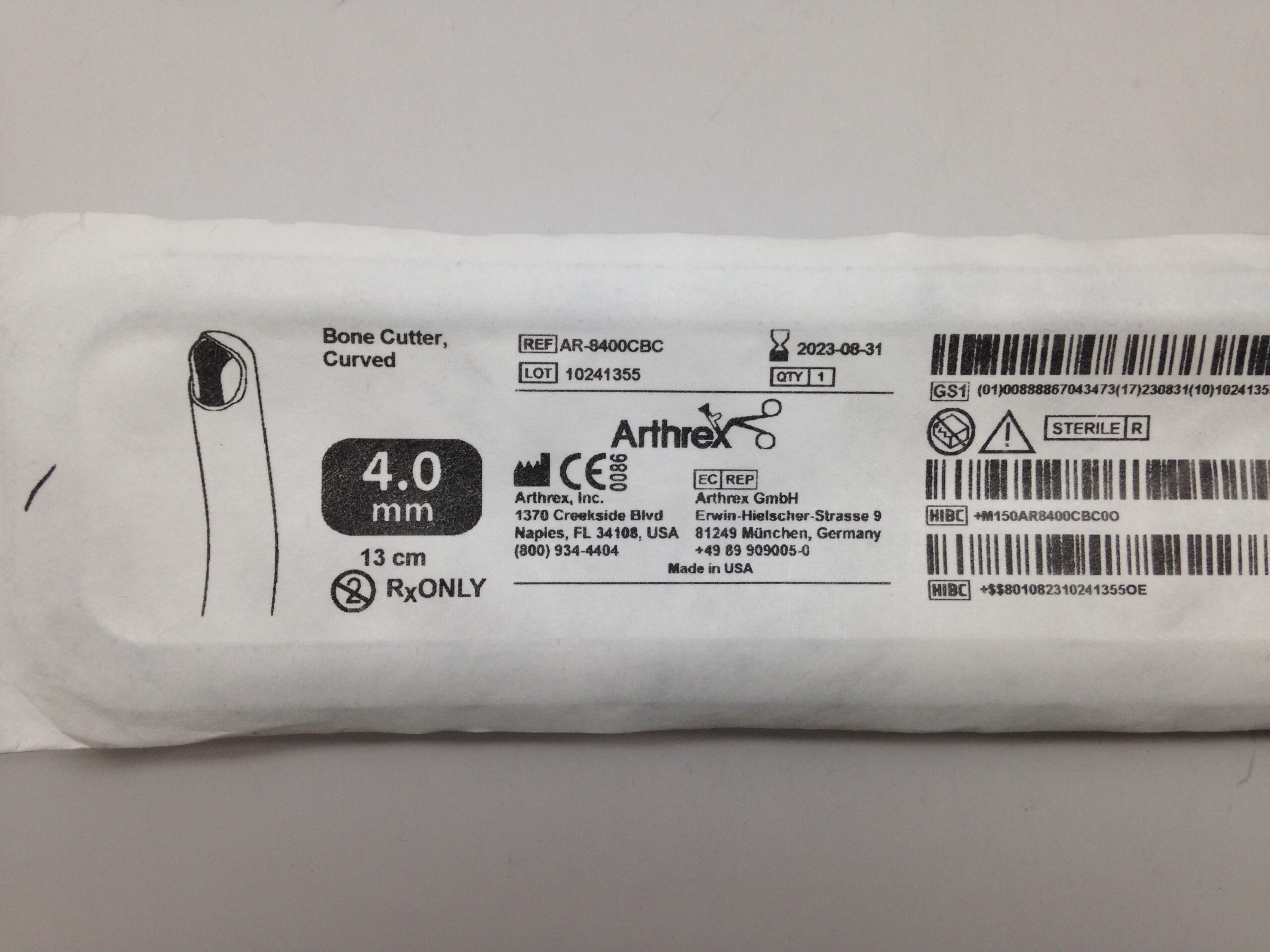 ARTHREX AR-8400CBC Bone Cutter, Curved, 4.0mm - GB TECH USA