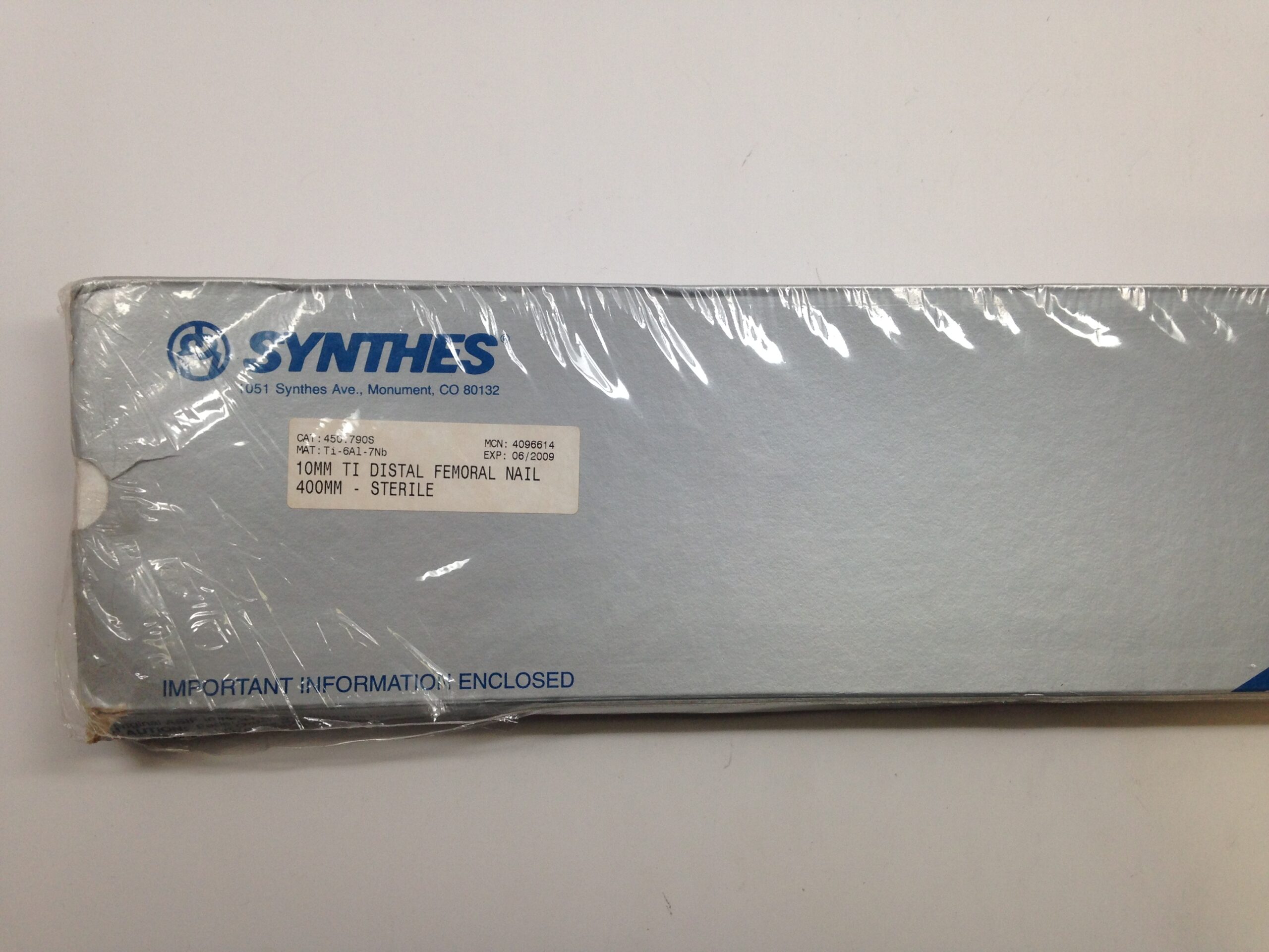 SYNTHES 450.790S 10mm TI Distal Femoral Nail, 400mm Sterile (X) - GB ...