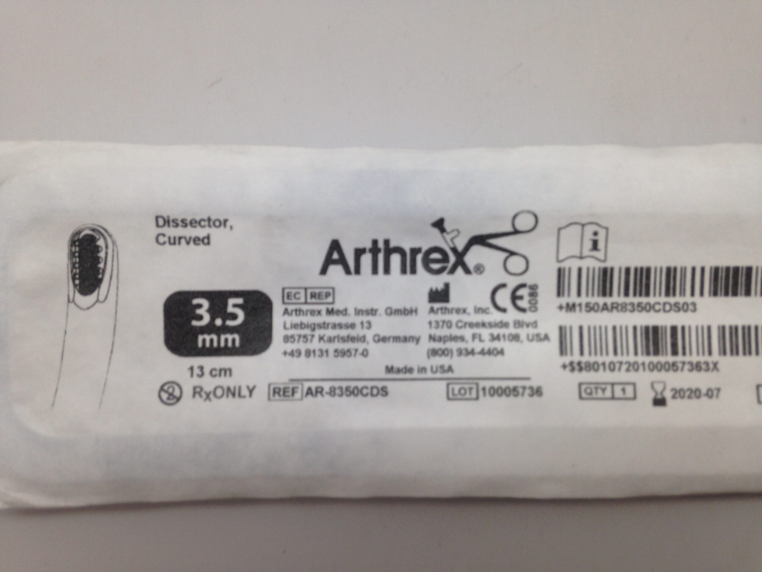 ARTHREX AR-8350CDS Dissector, Curved, 3.5mm 13cm (X) - GB TECH USA
