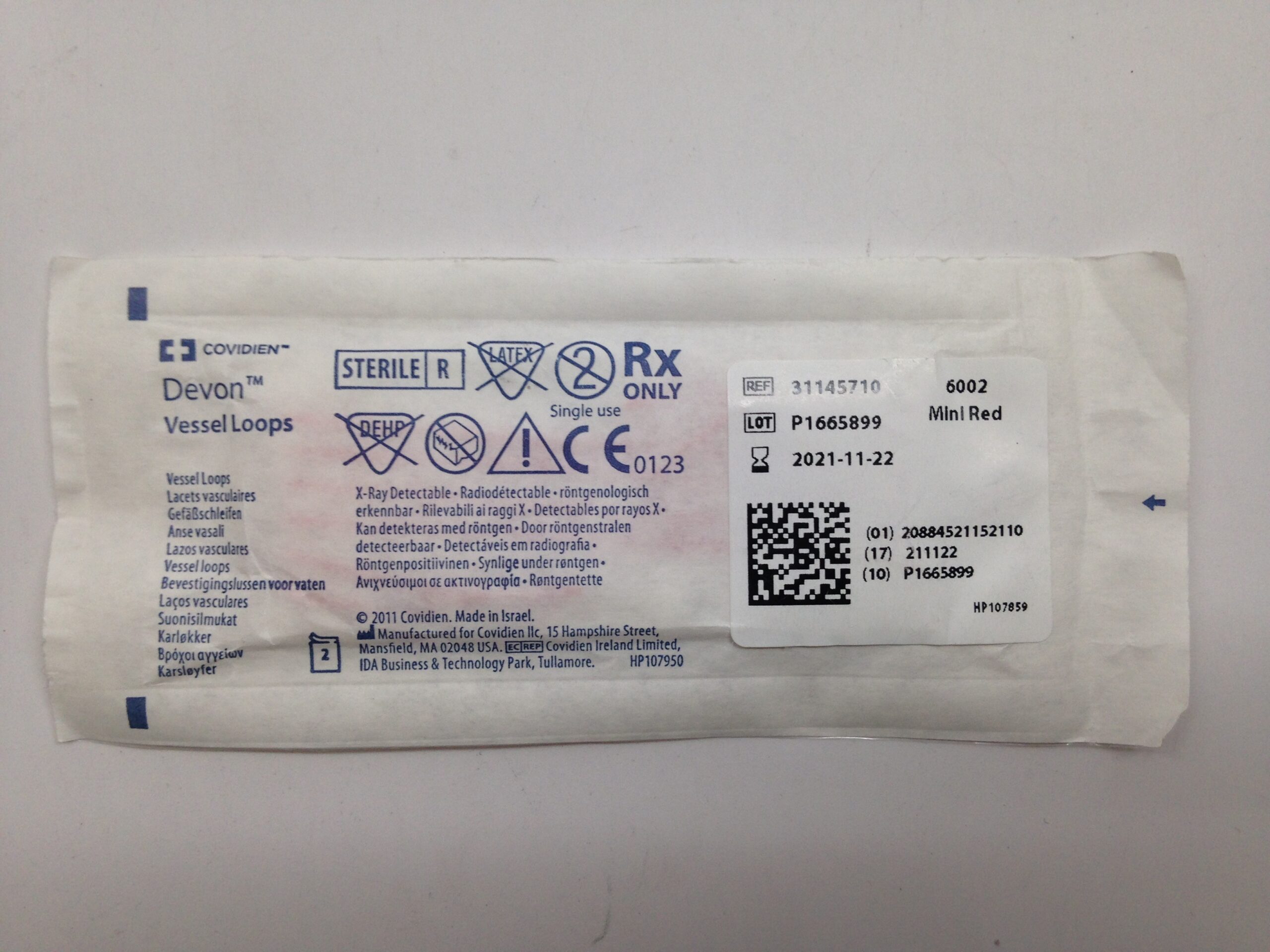 COVIDIEN 31145710 X-Ray Detectable Devon Vessel Loops (X) - GB TECH USA