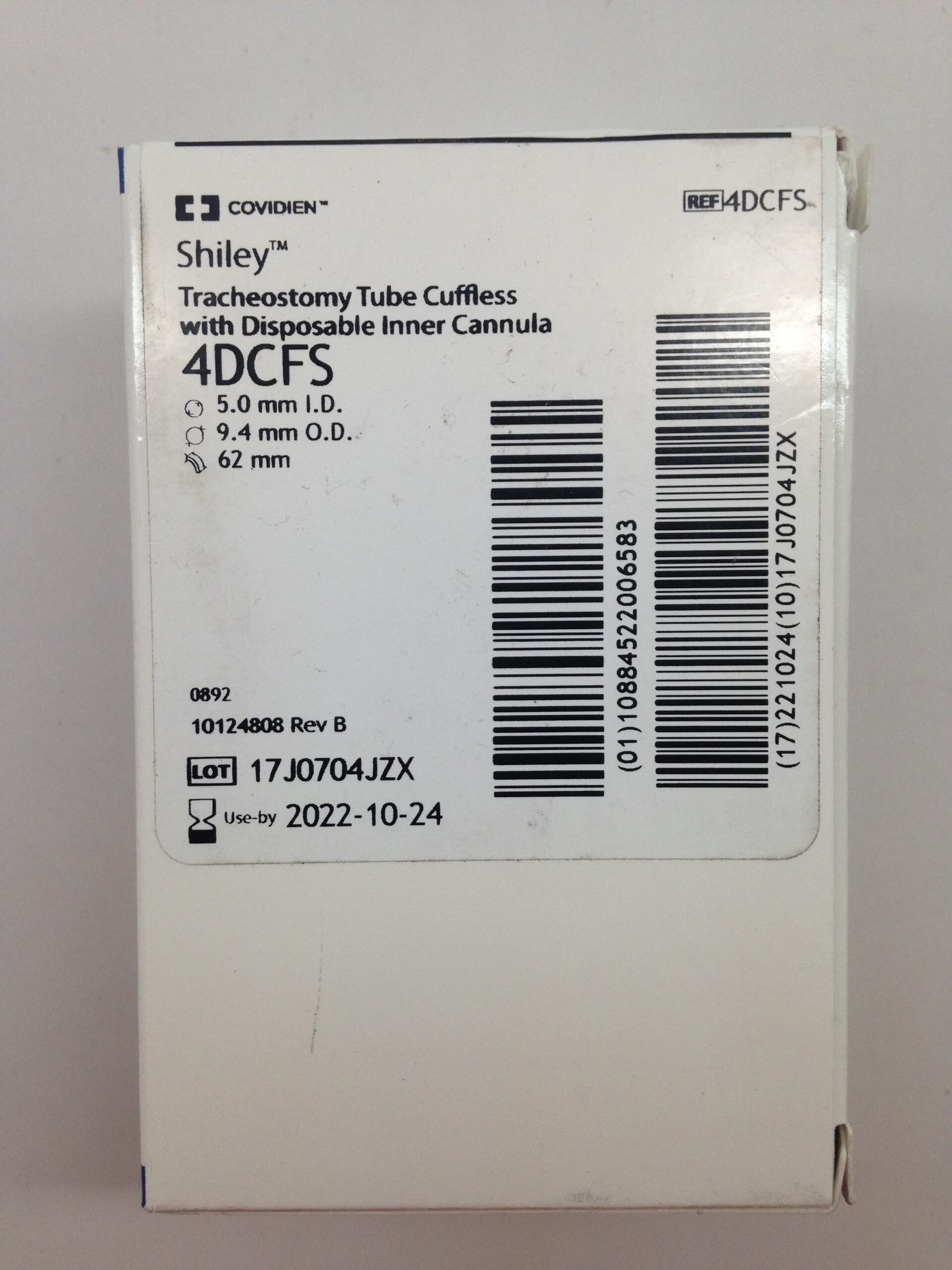 COVIDIEN 4DCFS Shiley Tracheostomy Tube Cuffless With Disposable Inner ...