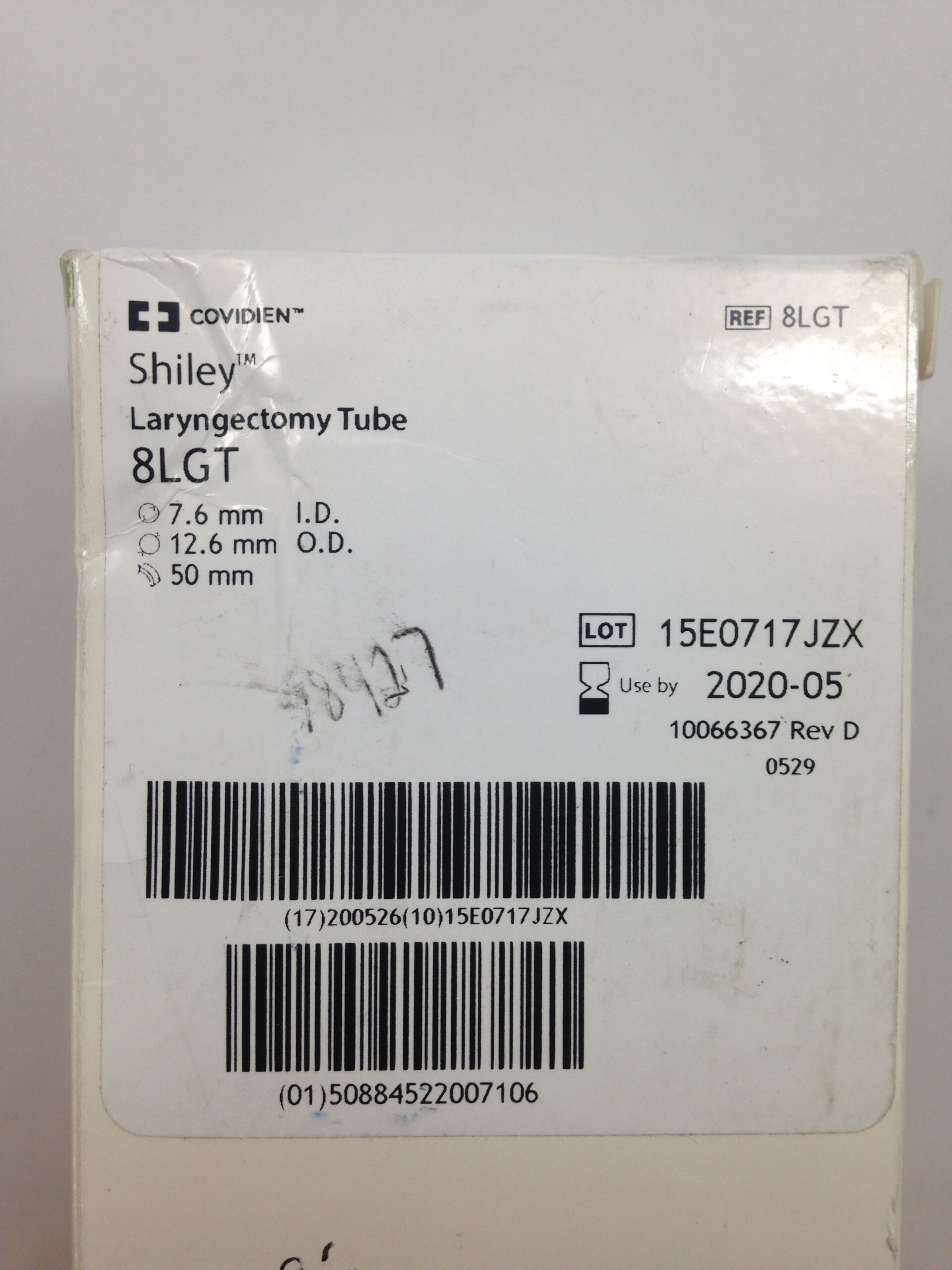 COVIDIEN 8LGT Shiley Laryngectomy Tube, 7.6mm I.D., 12.6mm O.D., 50mm ...