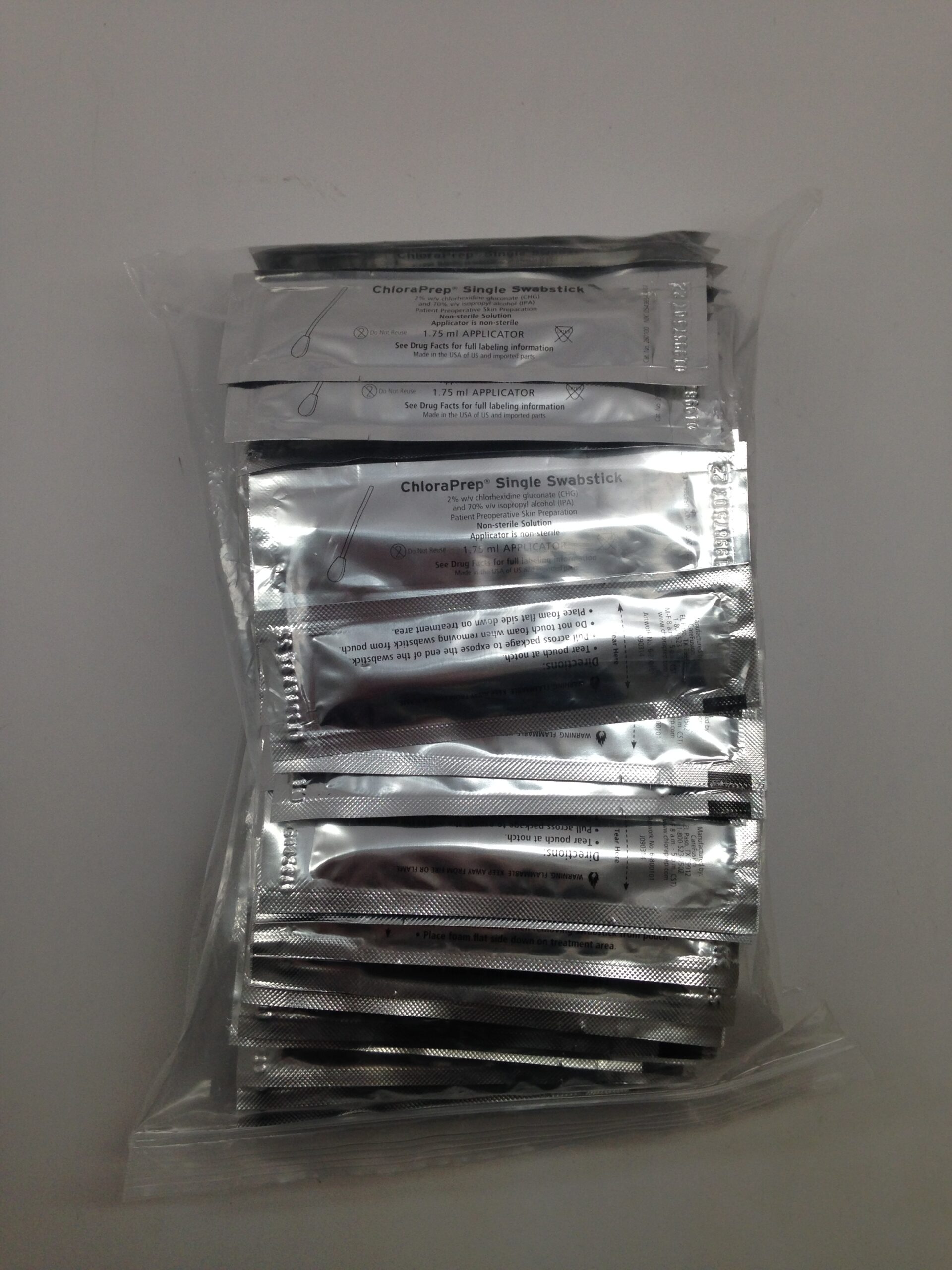 CAREFUSION 260100 ChloraPrep Single Swabstick, 1.75mL Applicator (Bag ...