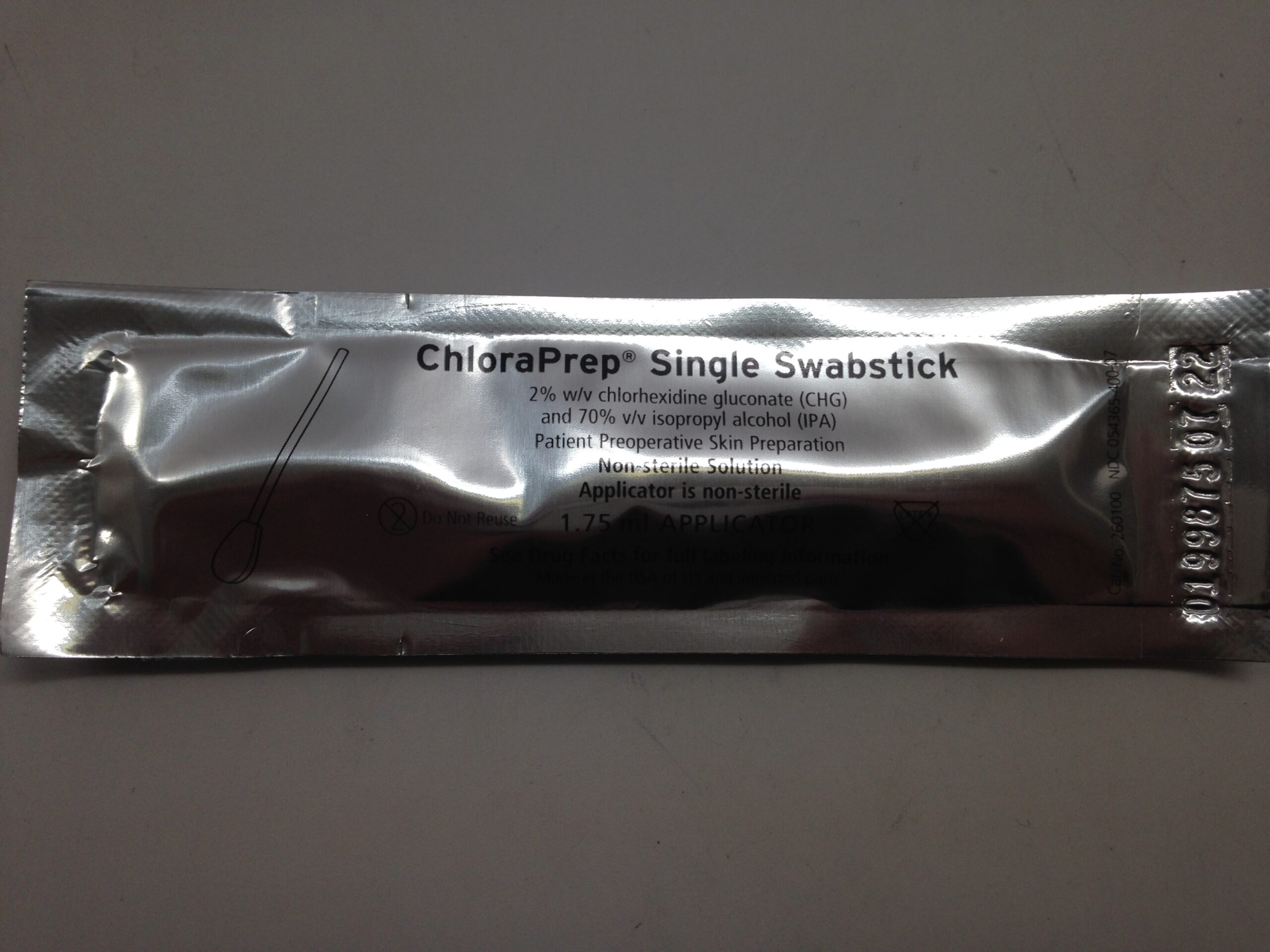CAREFUSION 260100 ChloraPrep Single Swabstick, 1.75mL Applicator (Bag ...