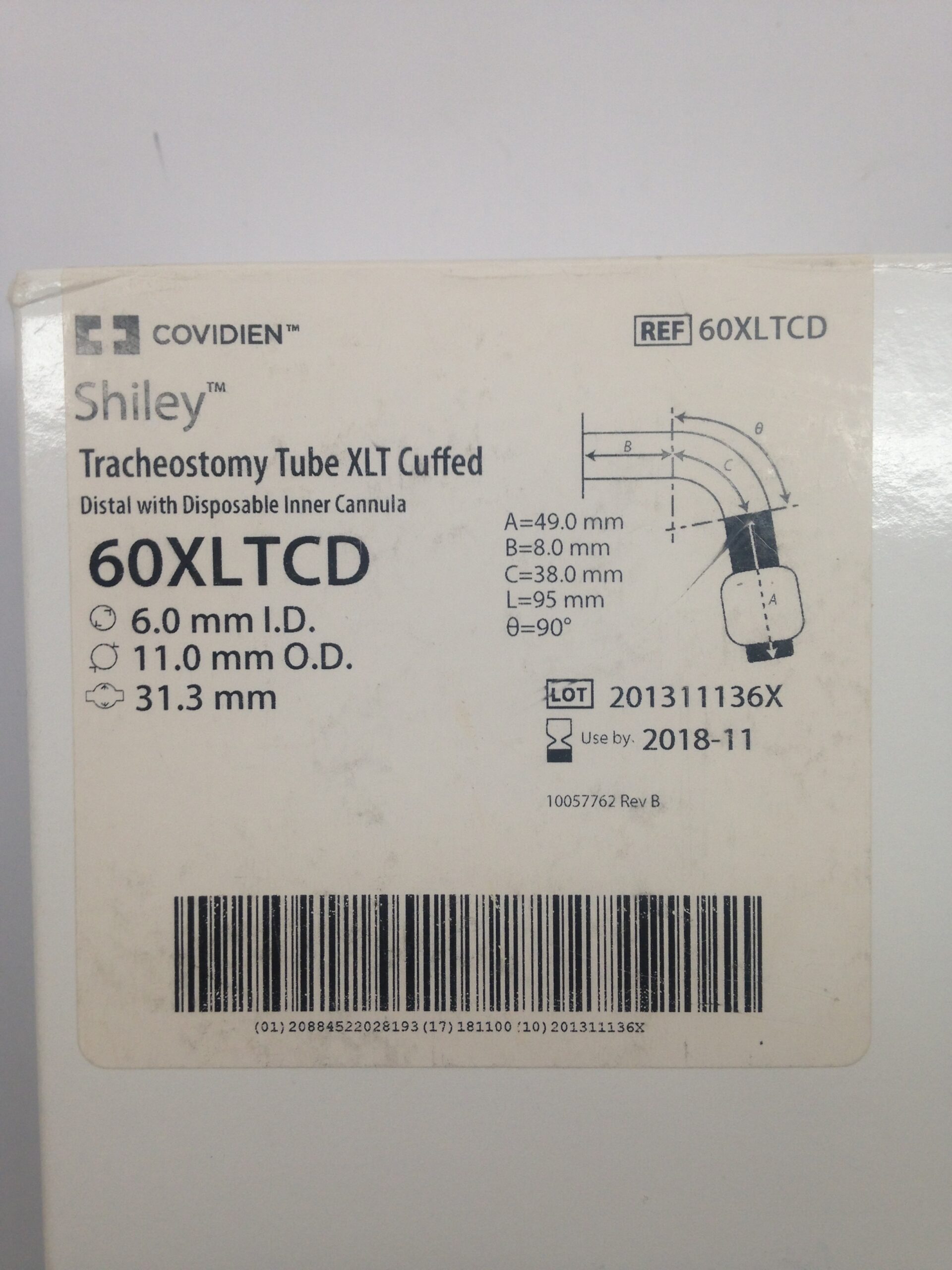 COVIDIEN 60XLTCD Shiley Tracheostomy Tube XLT Cuffed, Distal With ...