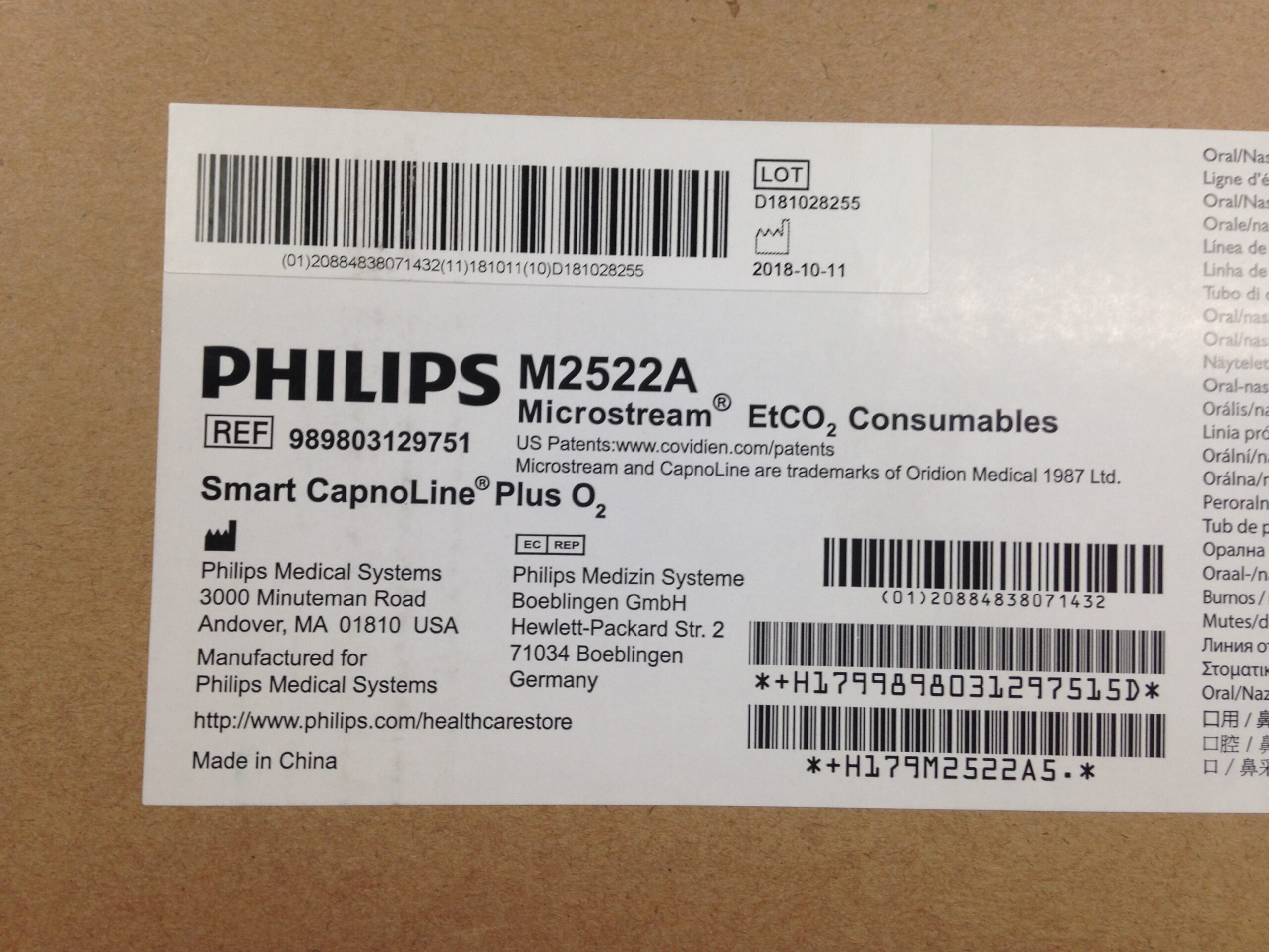 PHILIPS M2522A Microstream EtCO Consumables, Smart CapnoLine Plus O2 ...