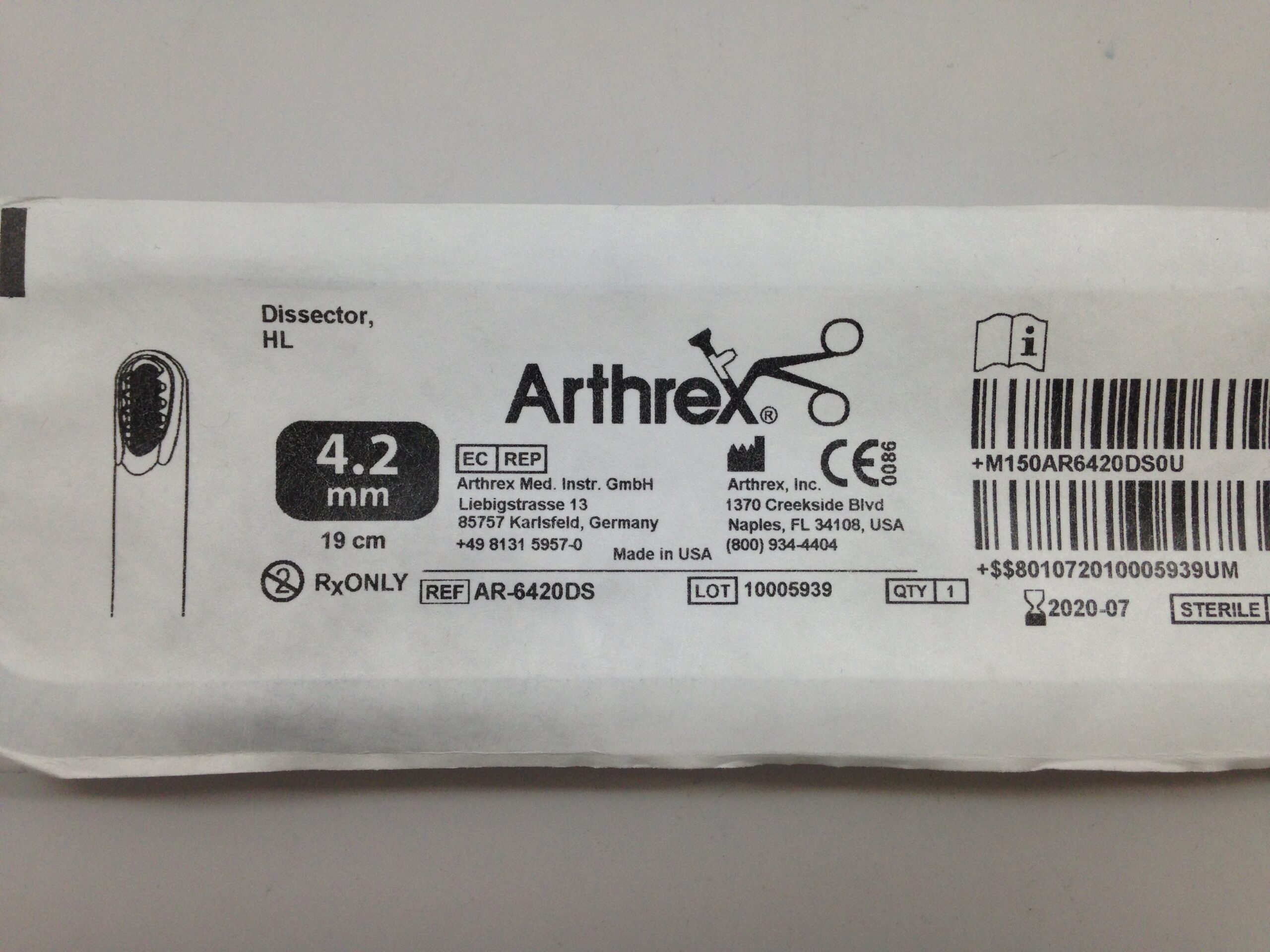 ARTHREX AR-6420DS Dissector, HL, 4.2mm, 19cm (X) - GB TECH USA