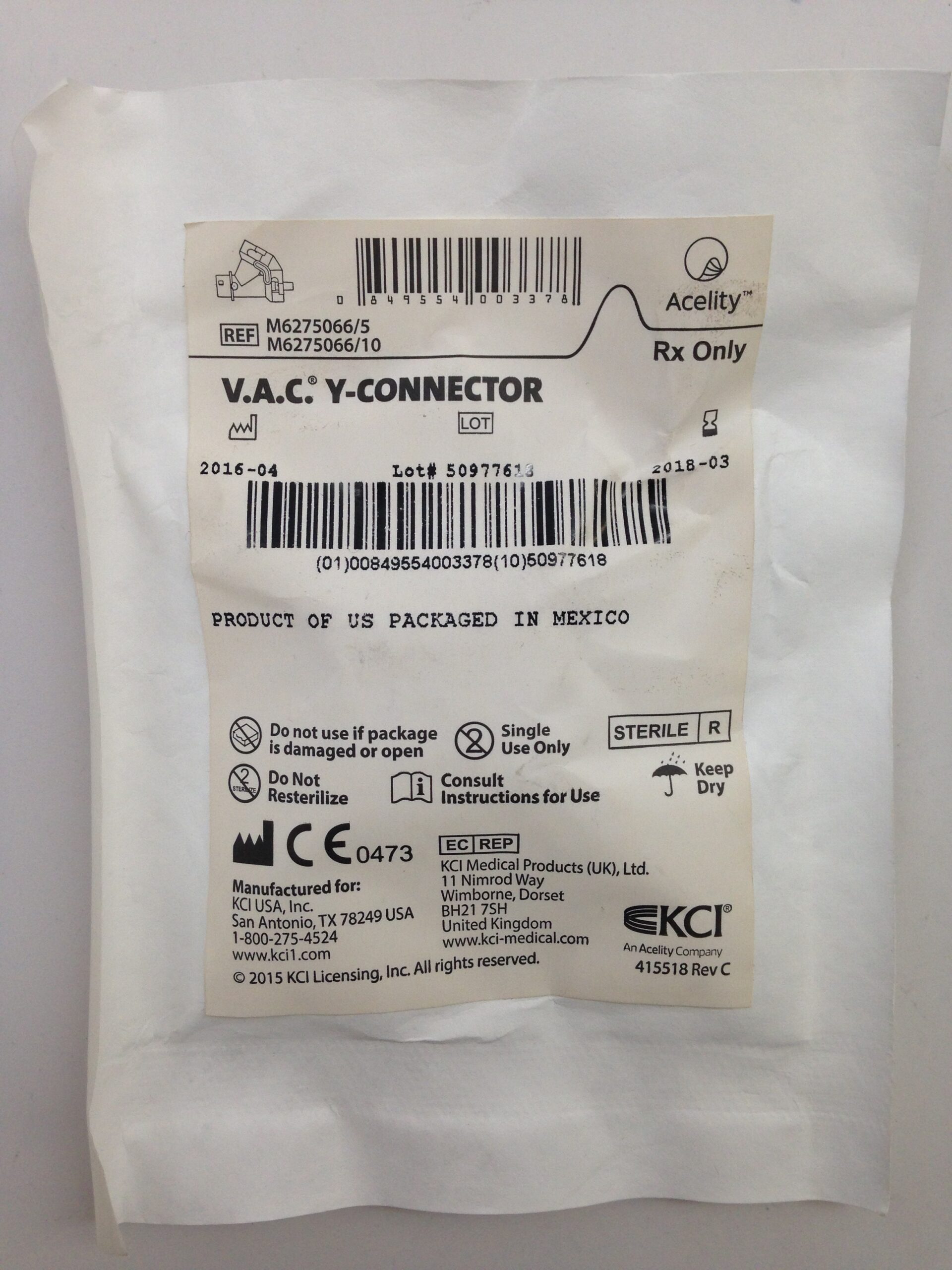 KCI M6275066 V A C Y Connector X GB TECH USA kci-m6275066-v-a-c-y-connector-x-gb-tech-usa