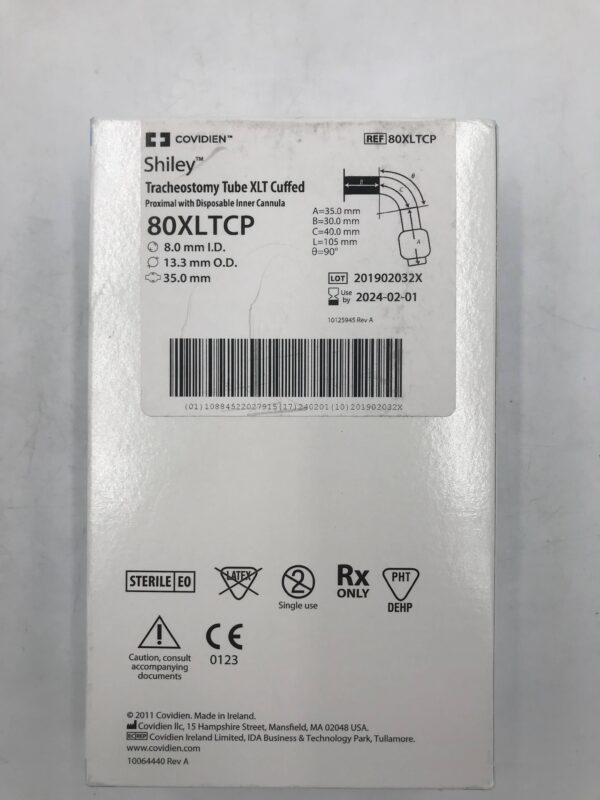 COVIDIEN 80XLTCP Shiley Tracheostomy Tube XLT Cuffed, Proximal With ...