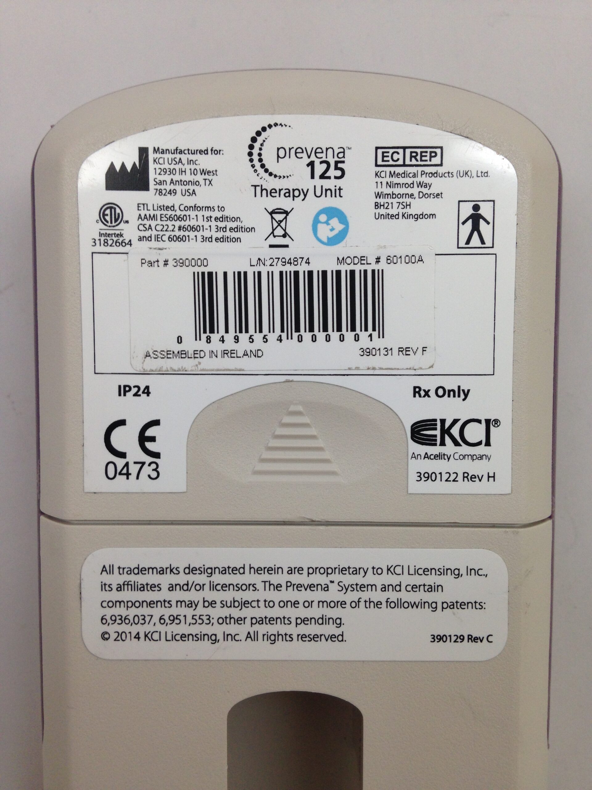 KCI 60100A Prevena 125 Therapy Unit (W/O Case) – GB TECH USA