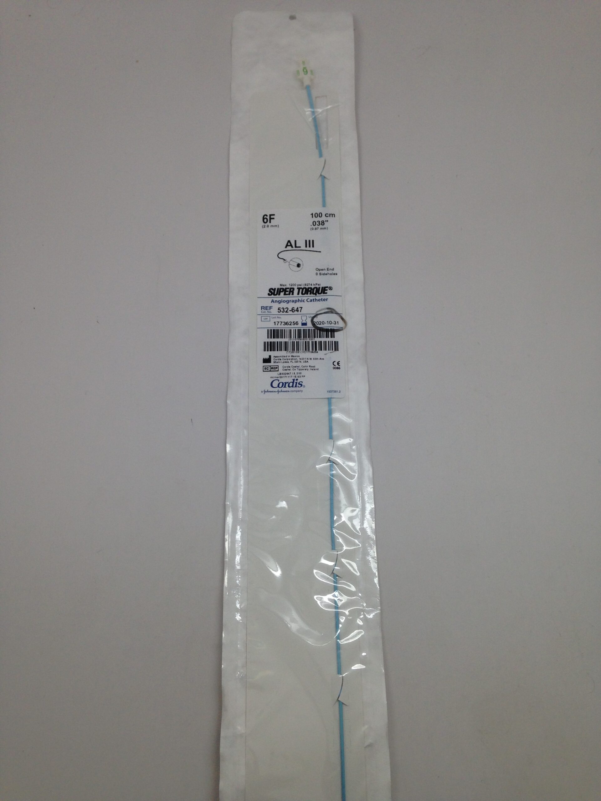 CORDIS 532-647 AL III Super Torque Angiographic Catheter, Open End 0 ...