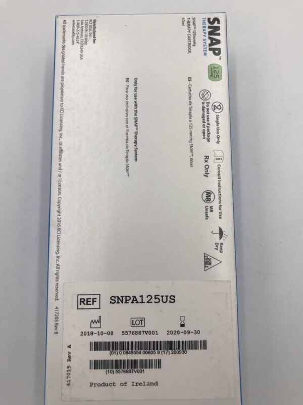 KCI SNPA125US SNAP Therapy System, 125mmHg Therapy Cartridge, 60mL (X ...