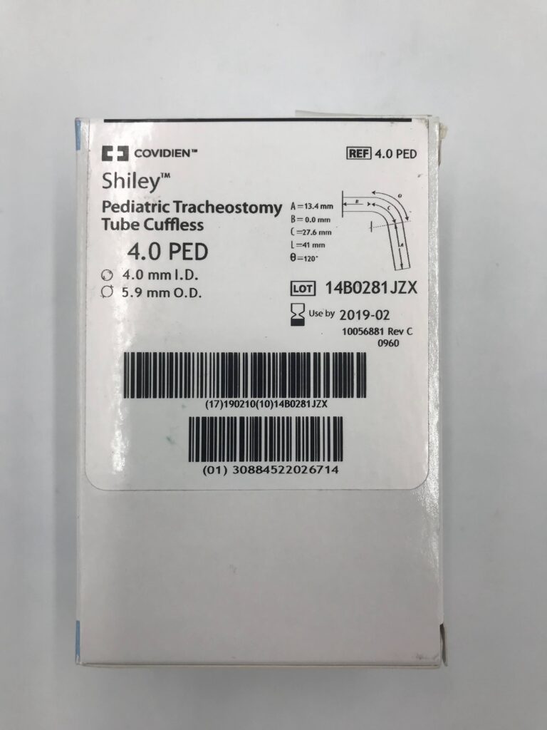 COVIDIEN 4.0 PED Shiley Pediatric Tracheostomy Tube Cuffless, 4.0mm x 5 ...