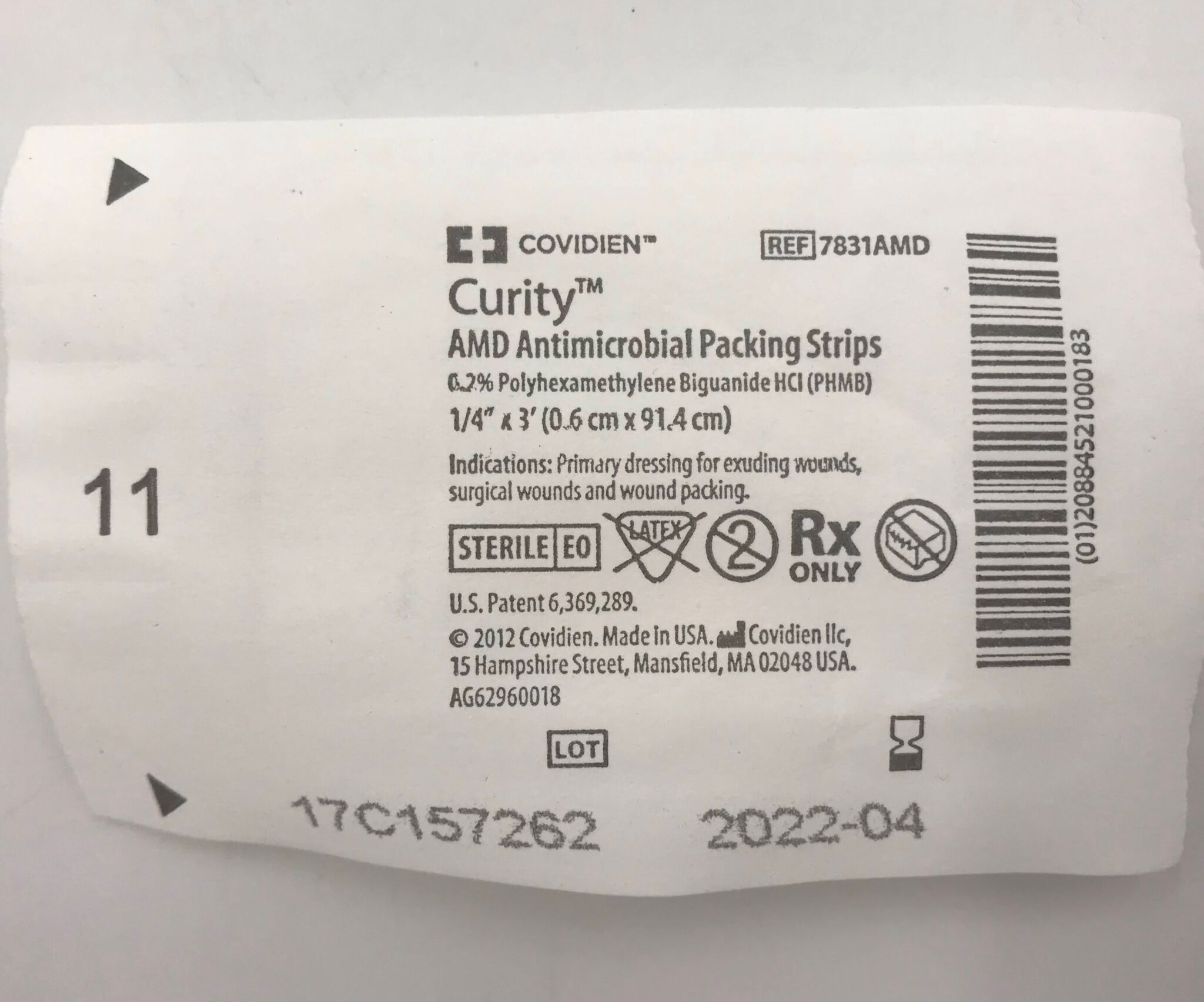 COVIDIEN 7831AMD Curity AMD Antimicrobial Packing Strips, 1/4″ x 3 ...