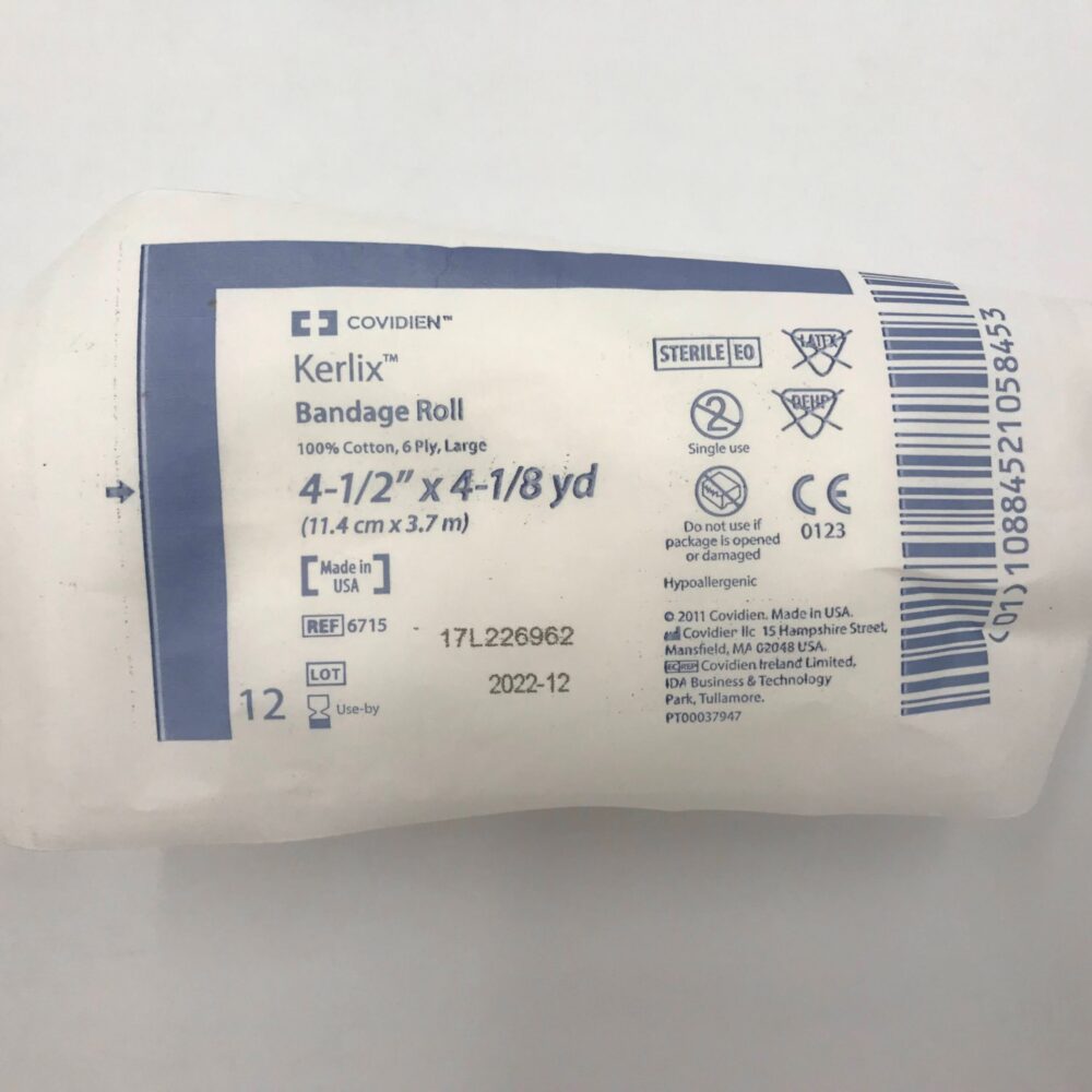 COVIDIEN 6715 Kerlix Bandage Roll, 100% Cotton, 6 Ply, Large, 4-1/2" x ...