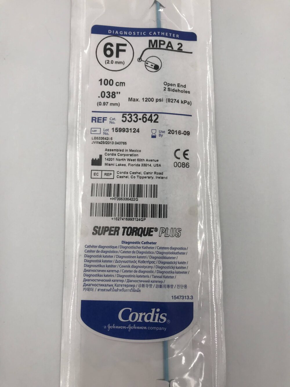 CORDIS 533-642 Super Torque Plus Diagnostic Catheter MPA 2, 6F (X) - GB ...