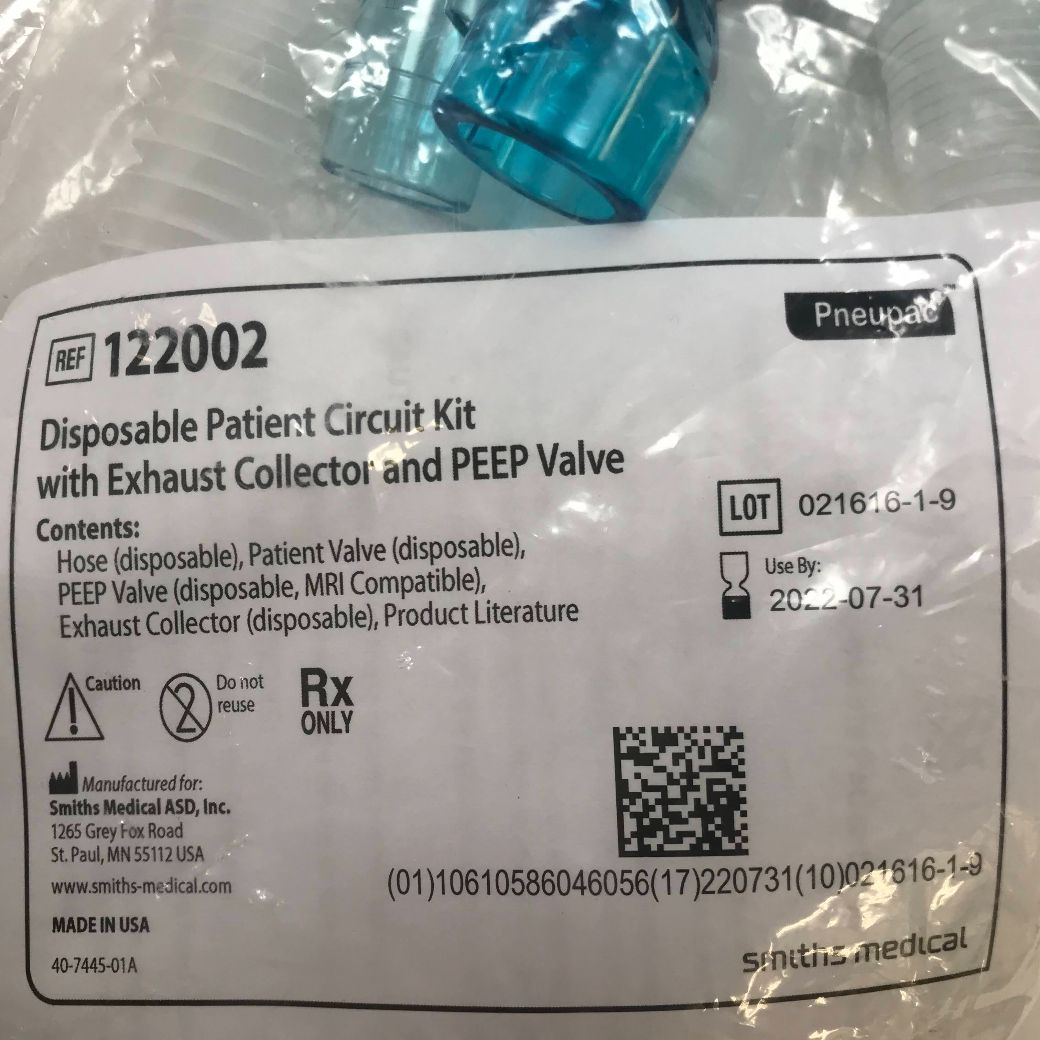 SMITHS MEDICAL 122002 Disposable Patient Circuit Kit w/ Exhaust ...
