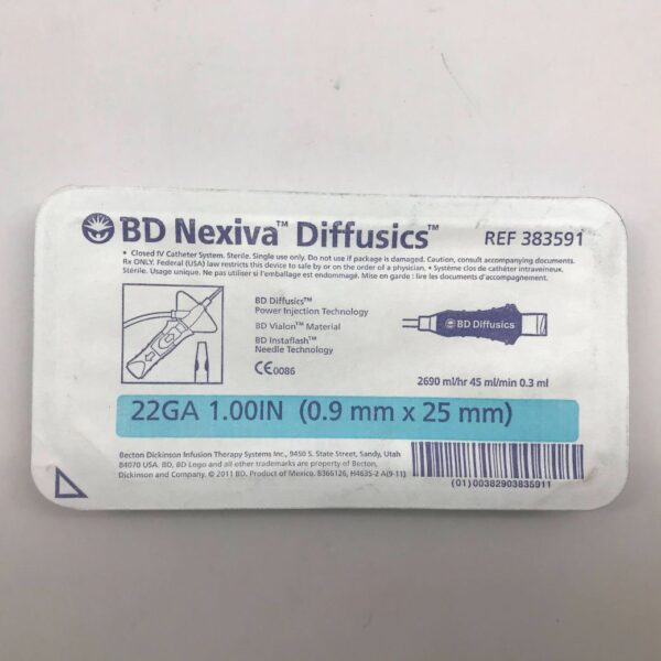 BD 383591 Nexiva Diffusics, Closed IV Catheter System, 22GA x 1.00IN ...