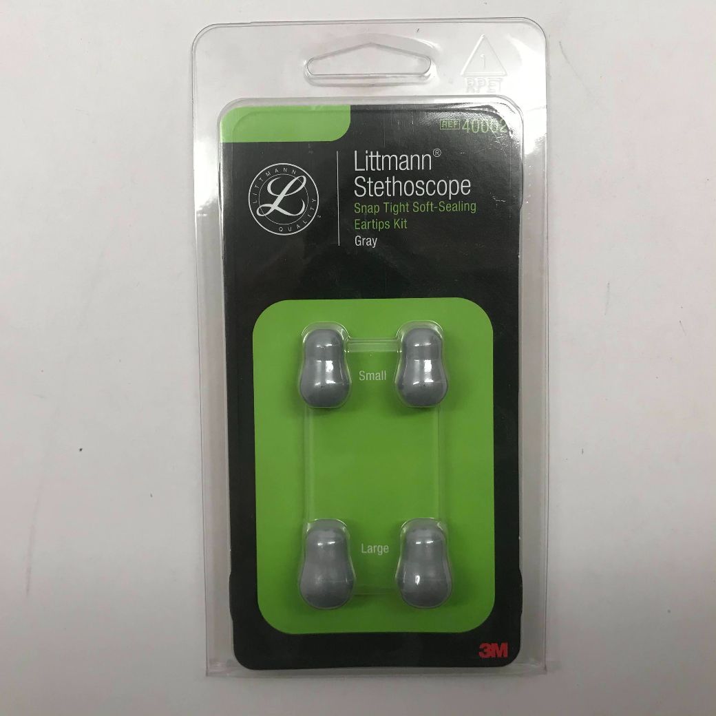 3M 40002 Littmann Stethoscope Snap Tight Soft-Sealing Eartips Kit, Gray ...