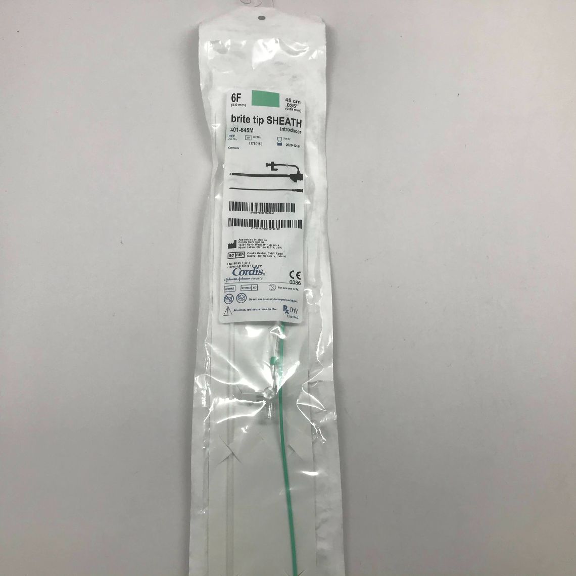 CORDIS 401-645M Brite Tip Sheath Introducer, 6F, 45cm, .035" (X) - GB ...