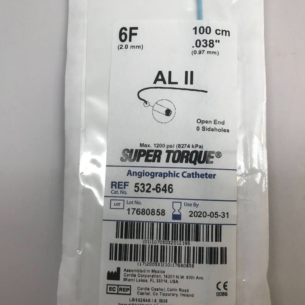 CORDIS 532-646 AL II Super Torque Angiographic Catheter, Open End 0 ...