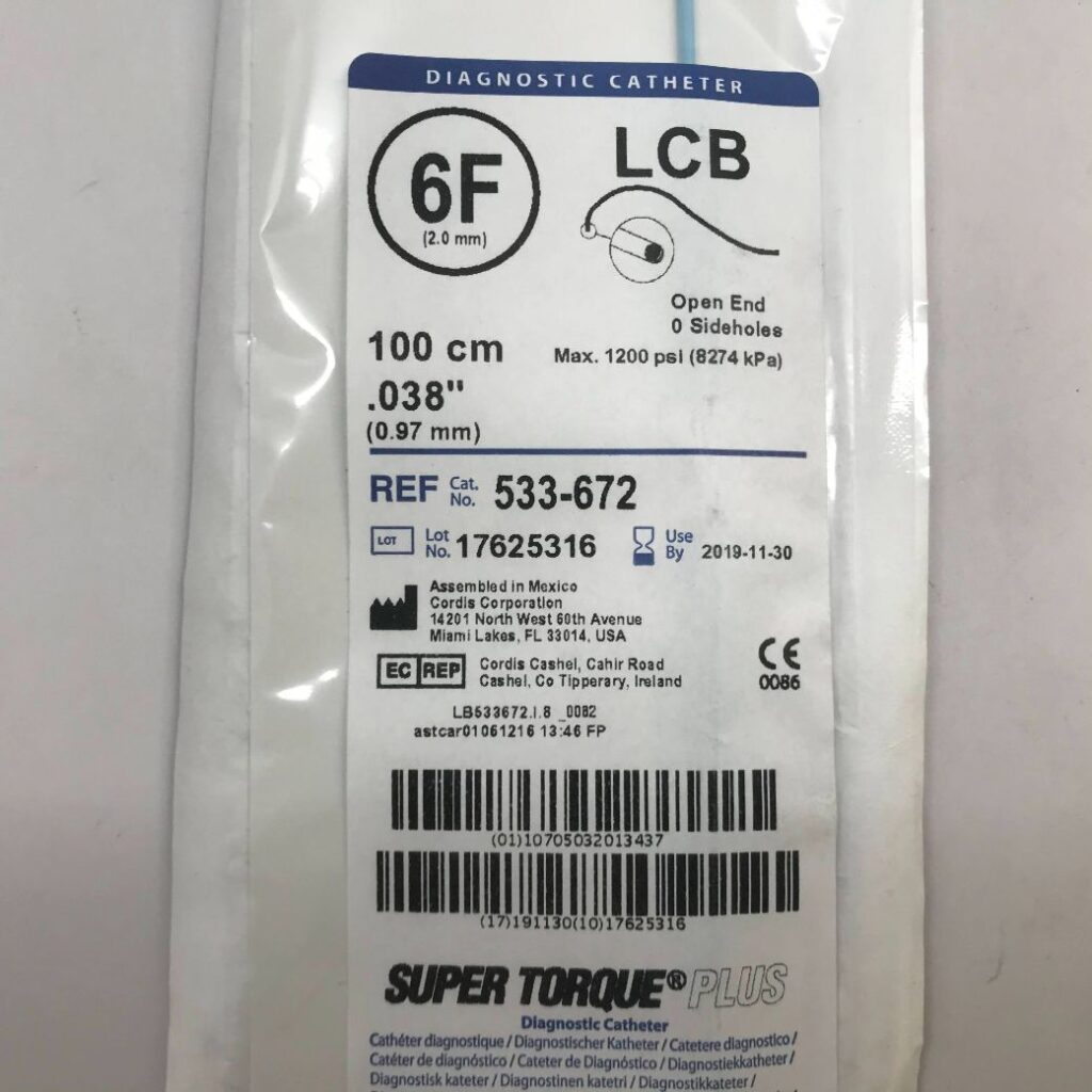 CORDIS 533-672 LCB Super Torque Plus Diagnostic Catheter, Open End 0 ...