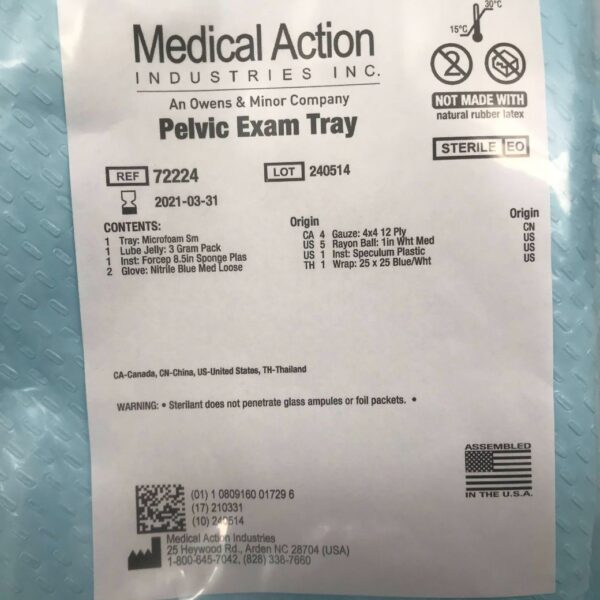 MEDICAL ACTION INDUSTRIES 72224 Pelvic Exam Tray (X) - GB TECH USA