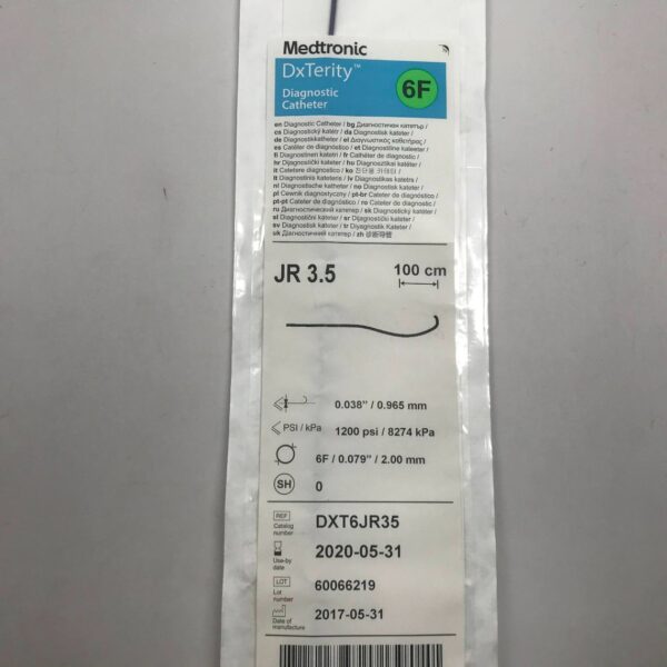 MEDTRONIC DXT6JR35 JR 3.5 DxTerity Diagnostic Catheter, 6F, 100cm, 0. ...