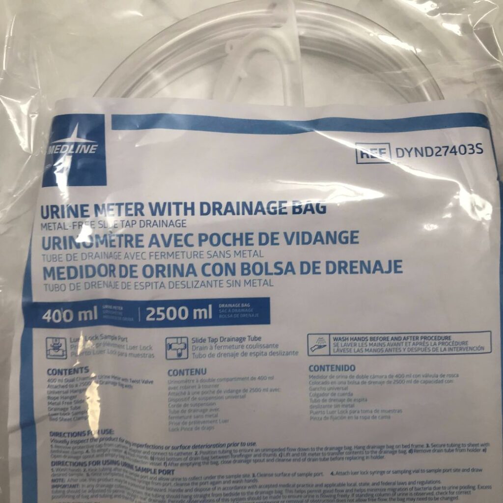 MEDLINE DYND27403S Urine Meter With Drainage Bag, Metal-Free Slide Tap ...