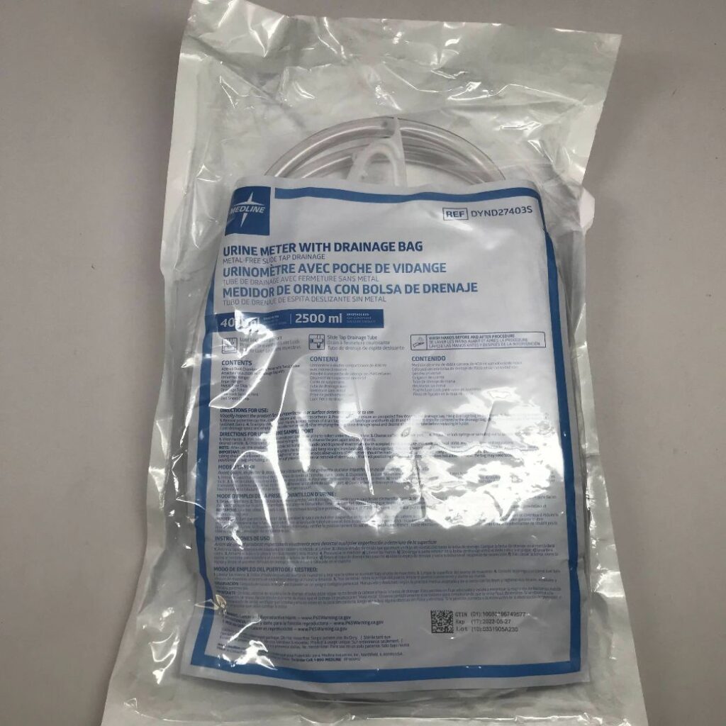 MEDLINE DYND27403S Urine Meter With Drainage Bag, Metal-Free Slide Tap ...