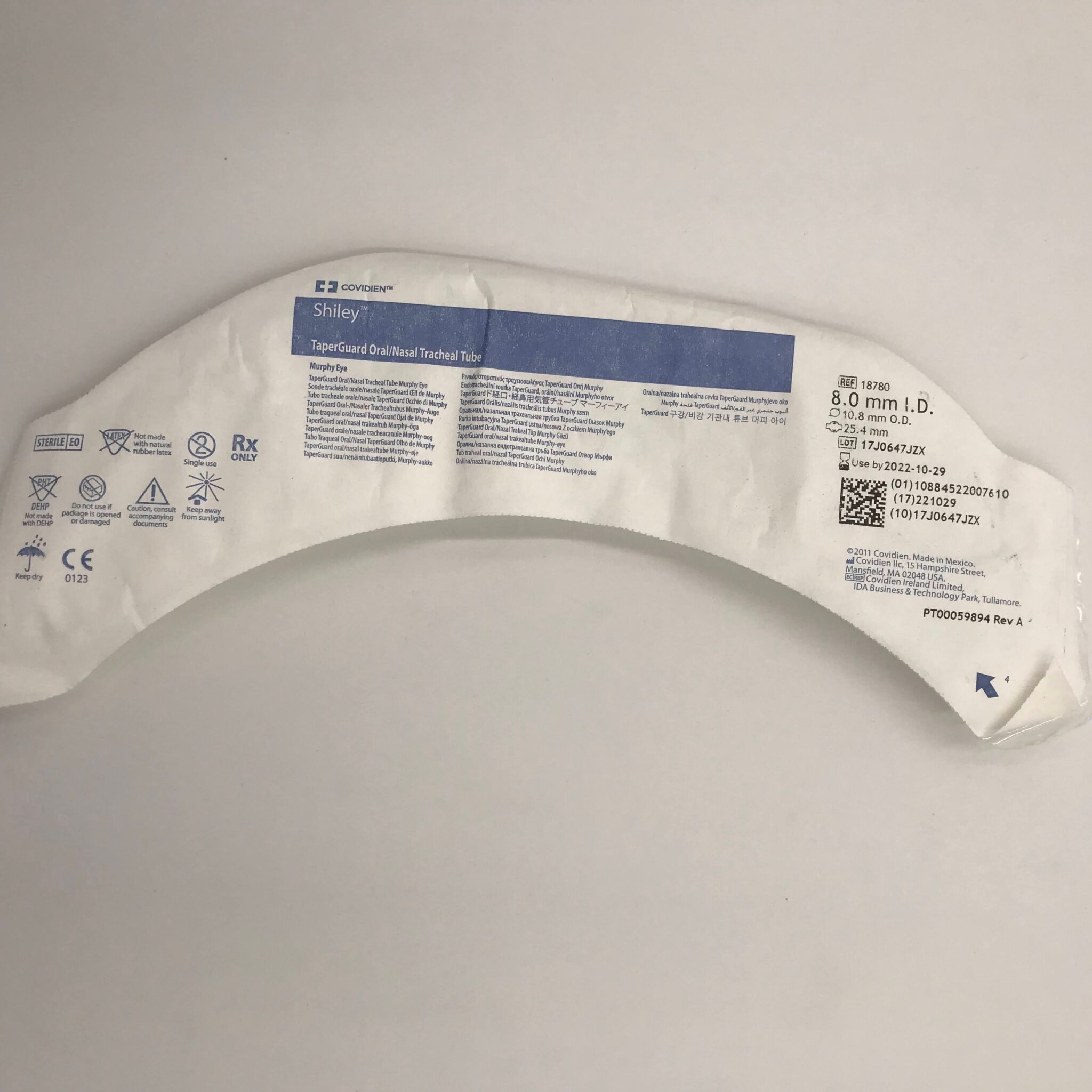 COVIDIEN 4UN65R Shiley Adult Flexible Tracheostomy Tube Cuffless ...